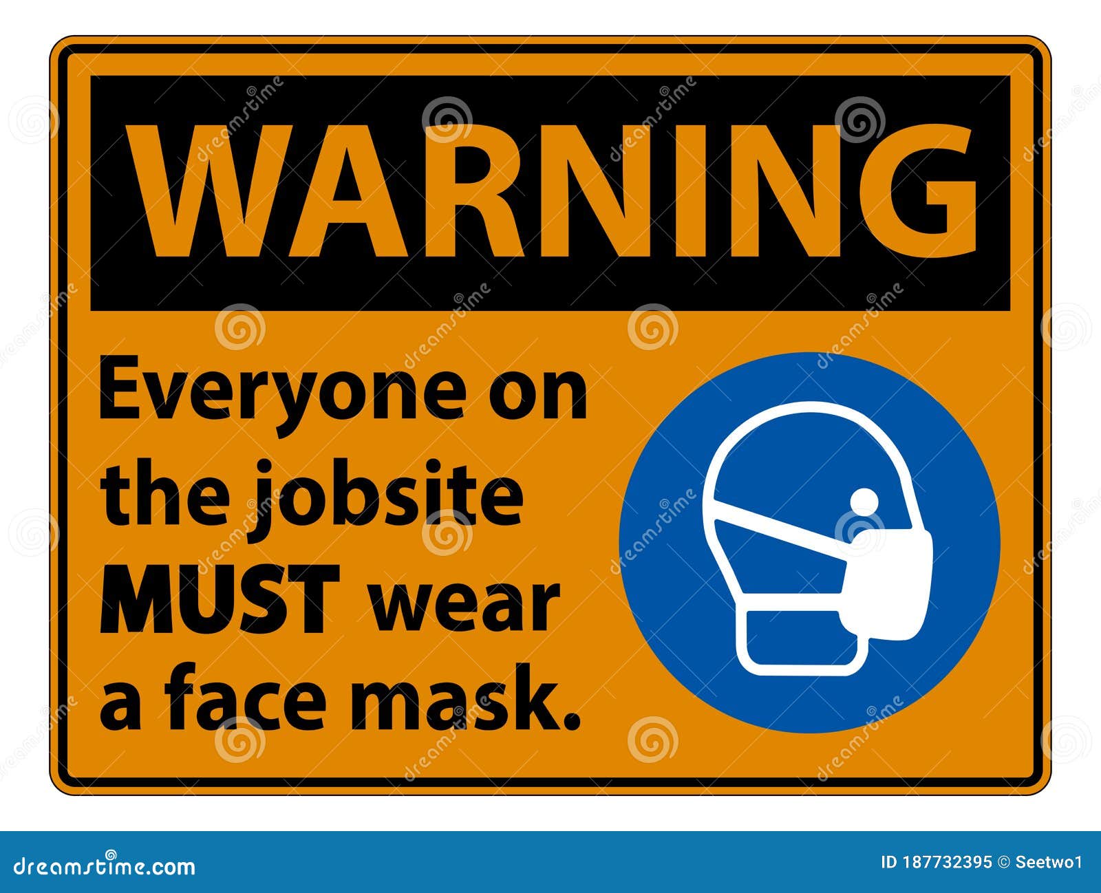 Warning Wear a Face Mask Sign Isolate on White Background Stock Vector ...