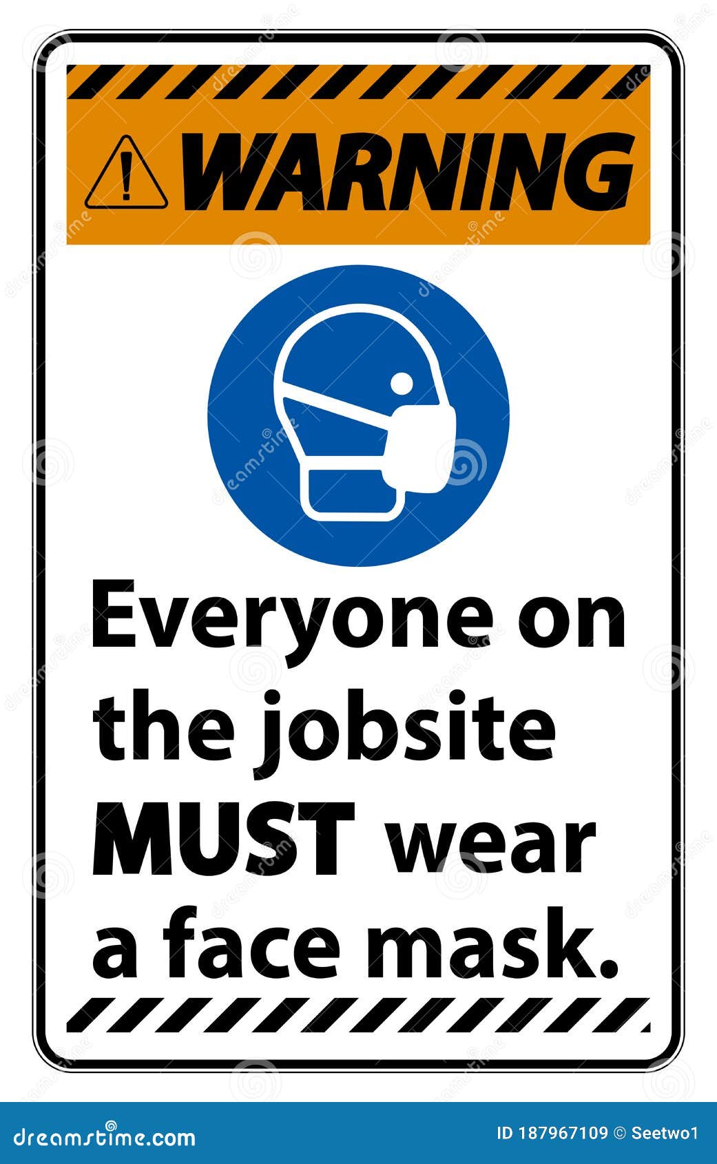 Warning Wear a Face Mask Sign Isolate on White Background Stock Vector ...