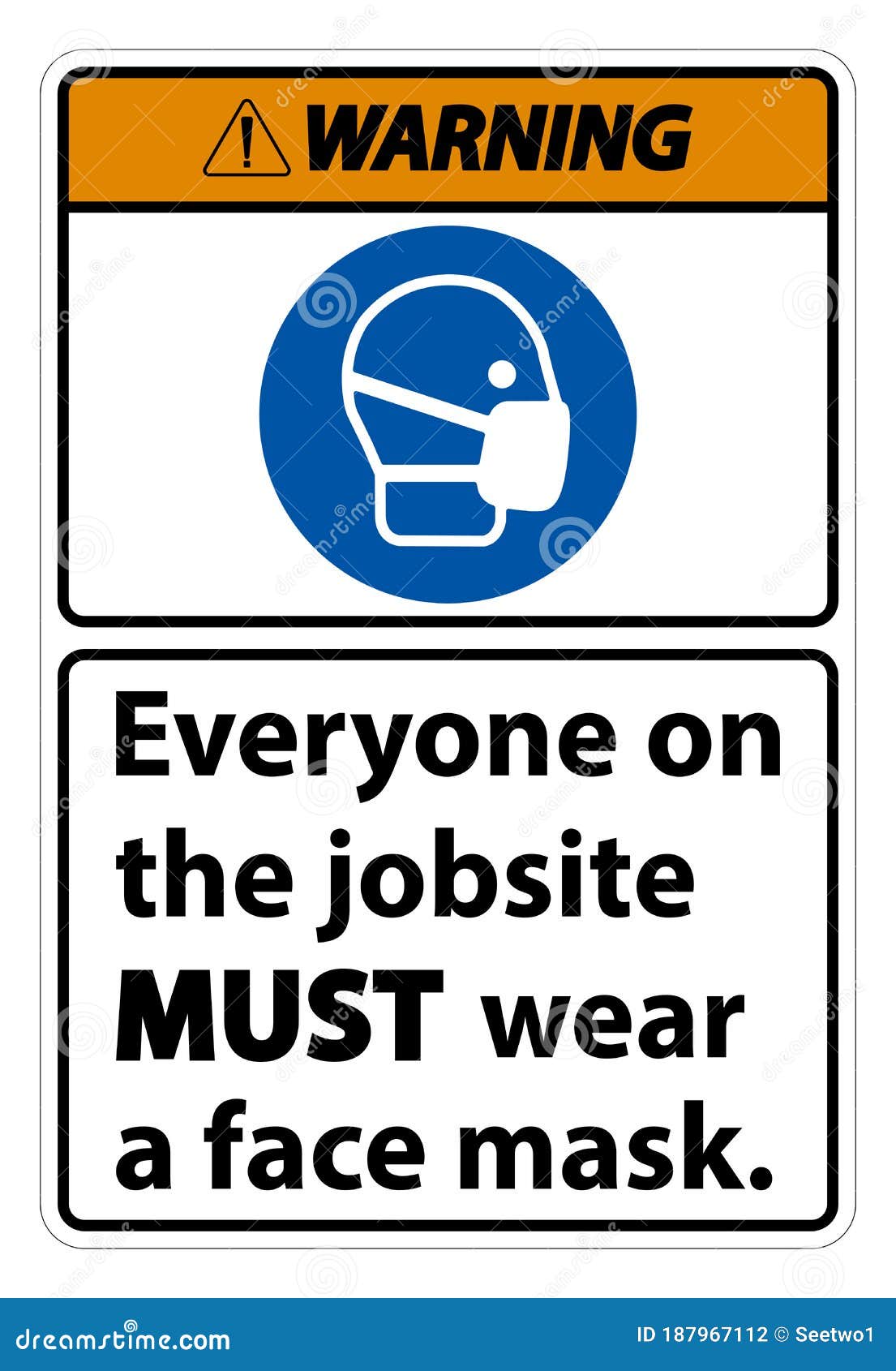 Warning Wear a Face Mask Sign Isolate on White Background Stock Vector ...