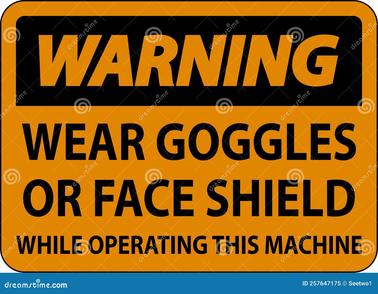 Warning Wear Goggles or Face Shield Sign on White Background Stock ...