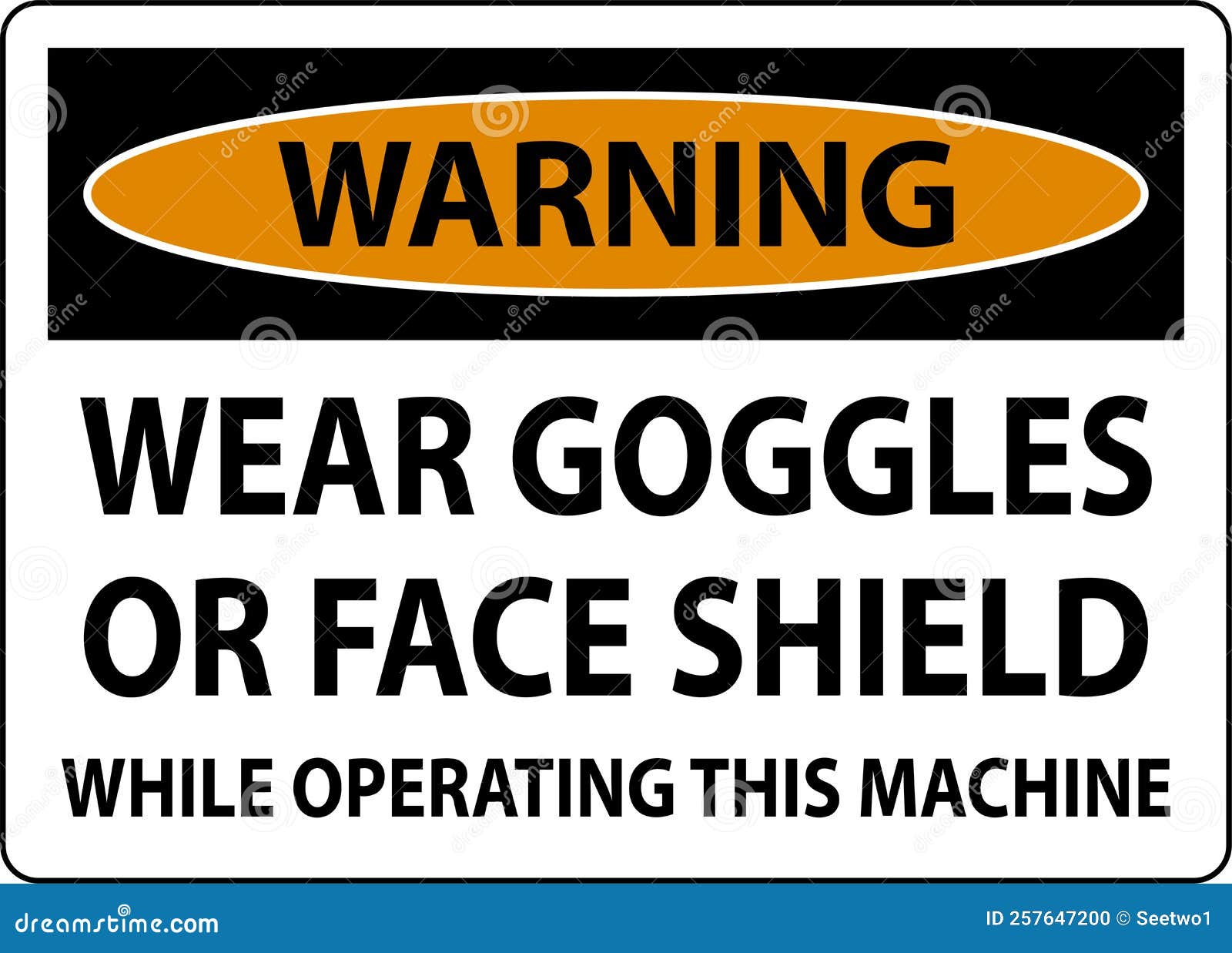 Warning Wear Goggles or Face Shield Sign on White Background Stock ...