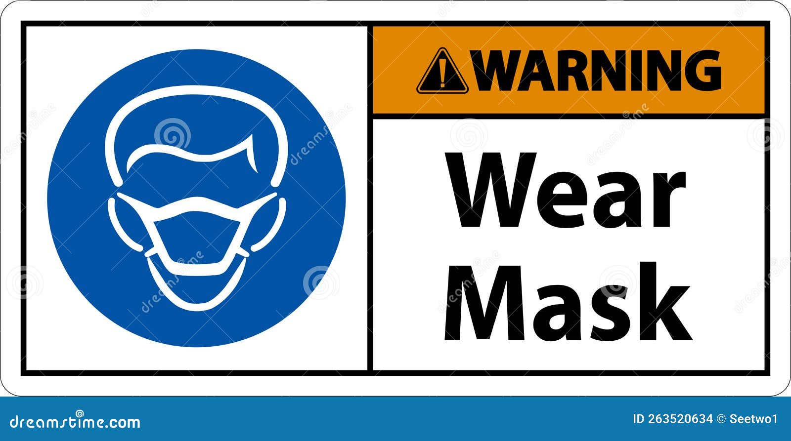 Warning Wear Mask Sign on White Background Stock Vector - Illustration ...