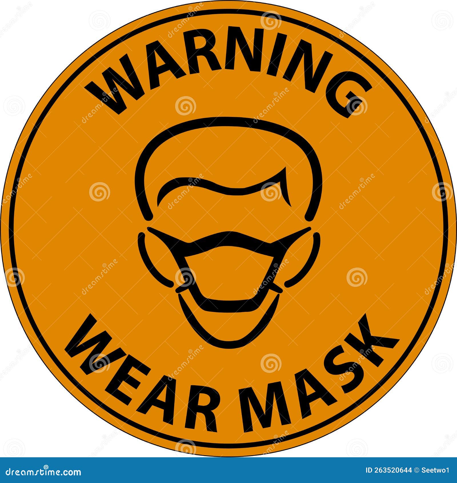 Warning Wear Mask Sign on White Background Stock Vector - Illustration ...