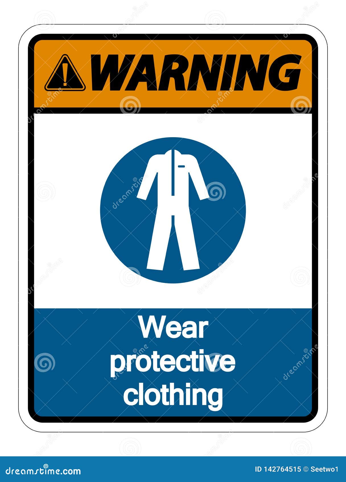 Symbol Warning Wear Protective Clothing Sign on White Background Stock ...
