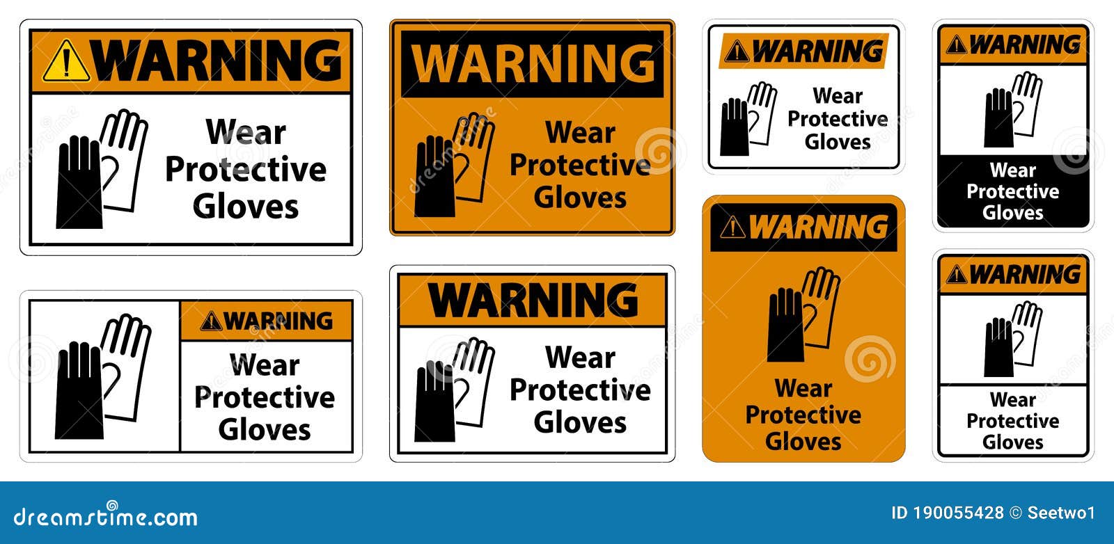 Warning Wear Protective Gloves Sign on White Background Stock Vector ...