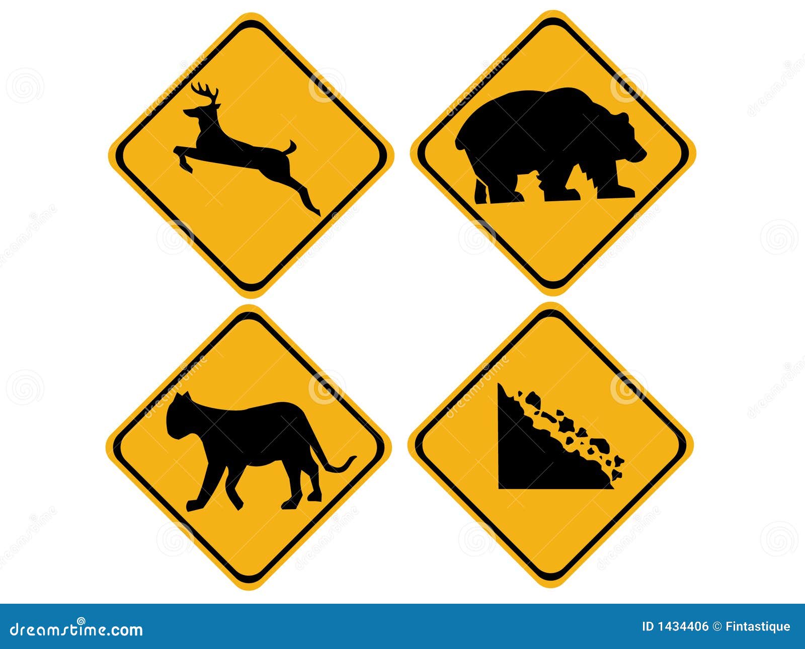 Warning wildlife signs stock vector. Illustration of rocks - 1434406