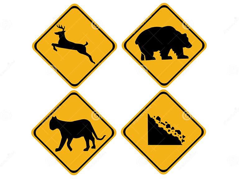 Warning wildlife signs stock vector. Illustration of rocks - 1434406