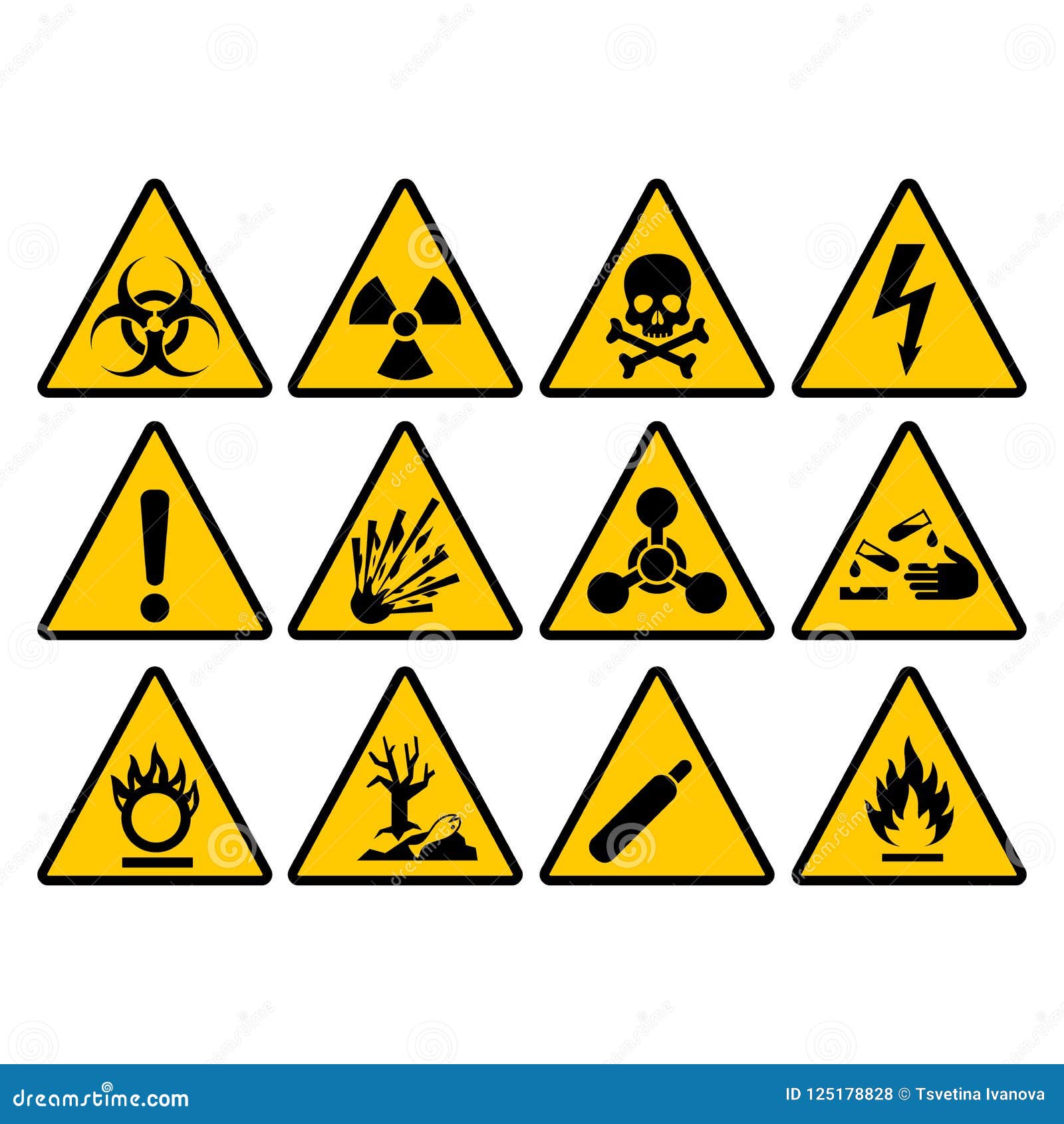 Warning Yellow Triangle Sign Set. Warning and Hazard Vector Signs ... Warning Yellow Triangle Sign Set. Warning and Hazard Vector Signs ...