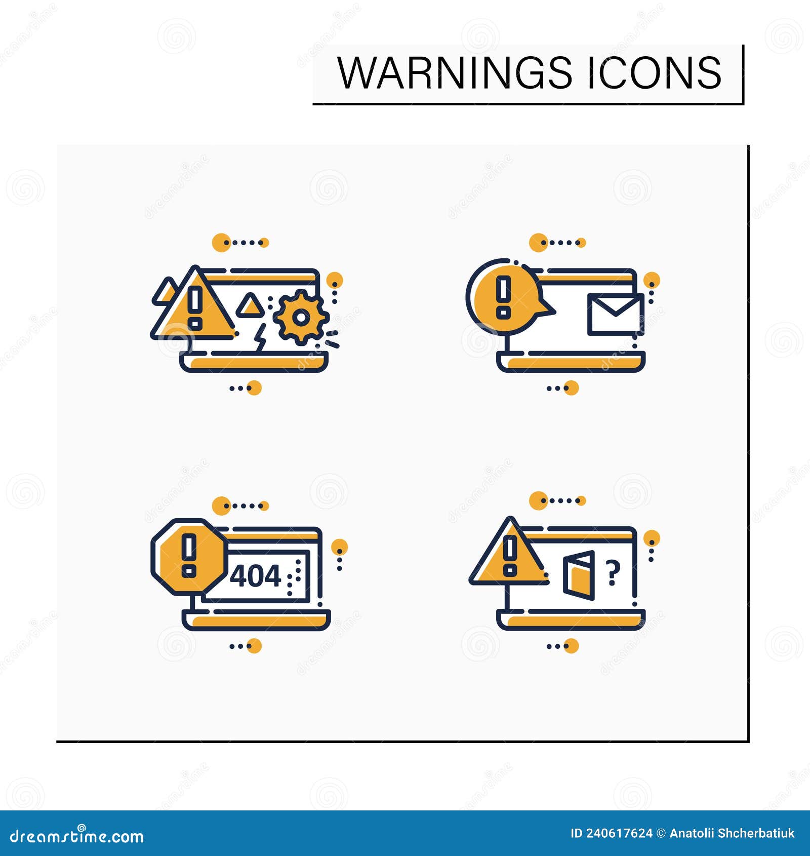 Different Notification Icons Set - Vector Illustrations - Isolated On ...