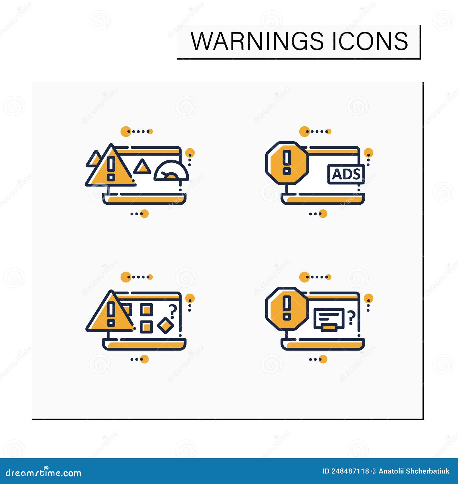 Different Notification Icons Set - Vector Illustrations - Isolated On ...