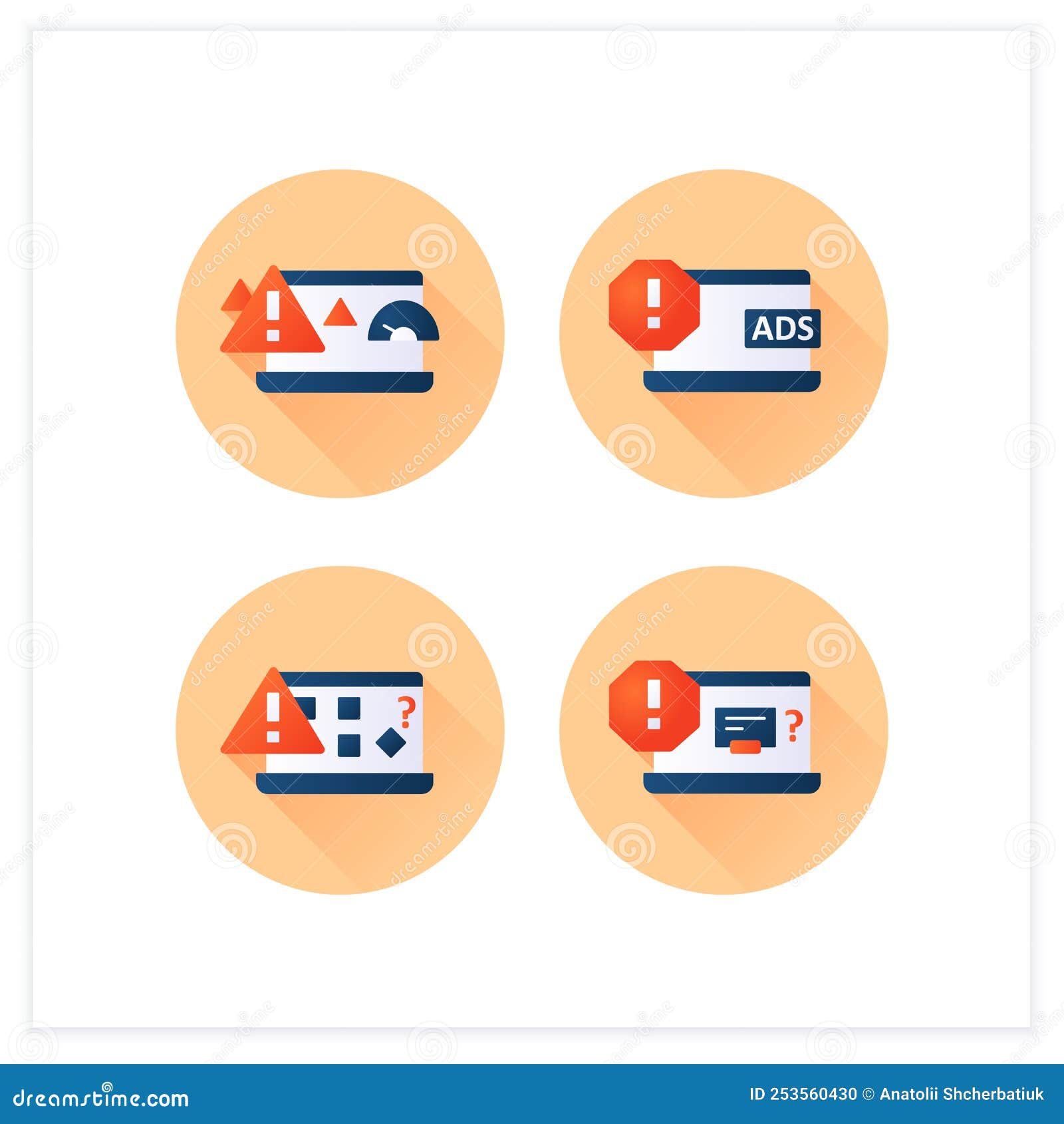 Different Notification Icons Set - Vector Illustrations - Isolated On Transparent Background ...