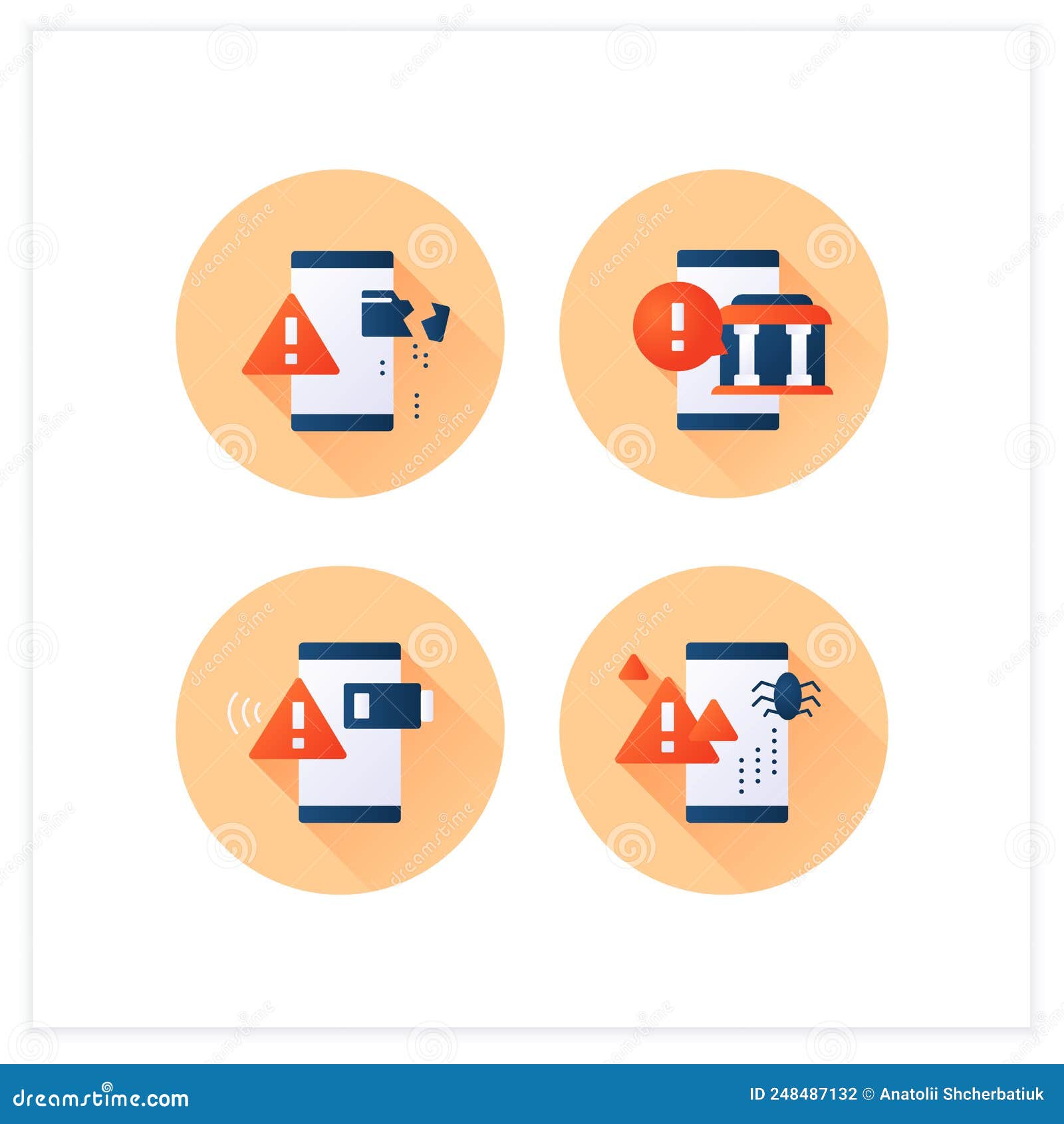 Different Notification Icons Set - Vector Illustrations - Isolated On ...