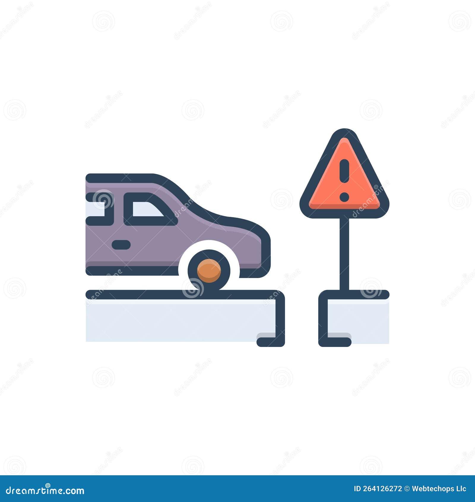 Color Illustration Icon for Warnings, Car and Sign Stock Vector ...