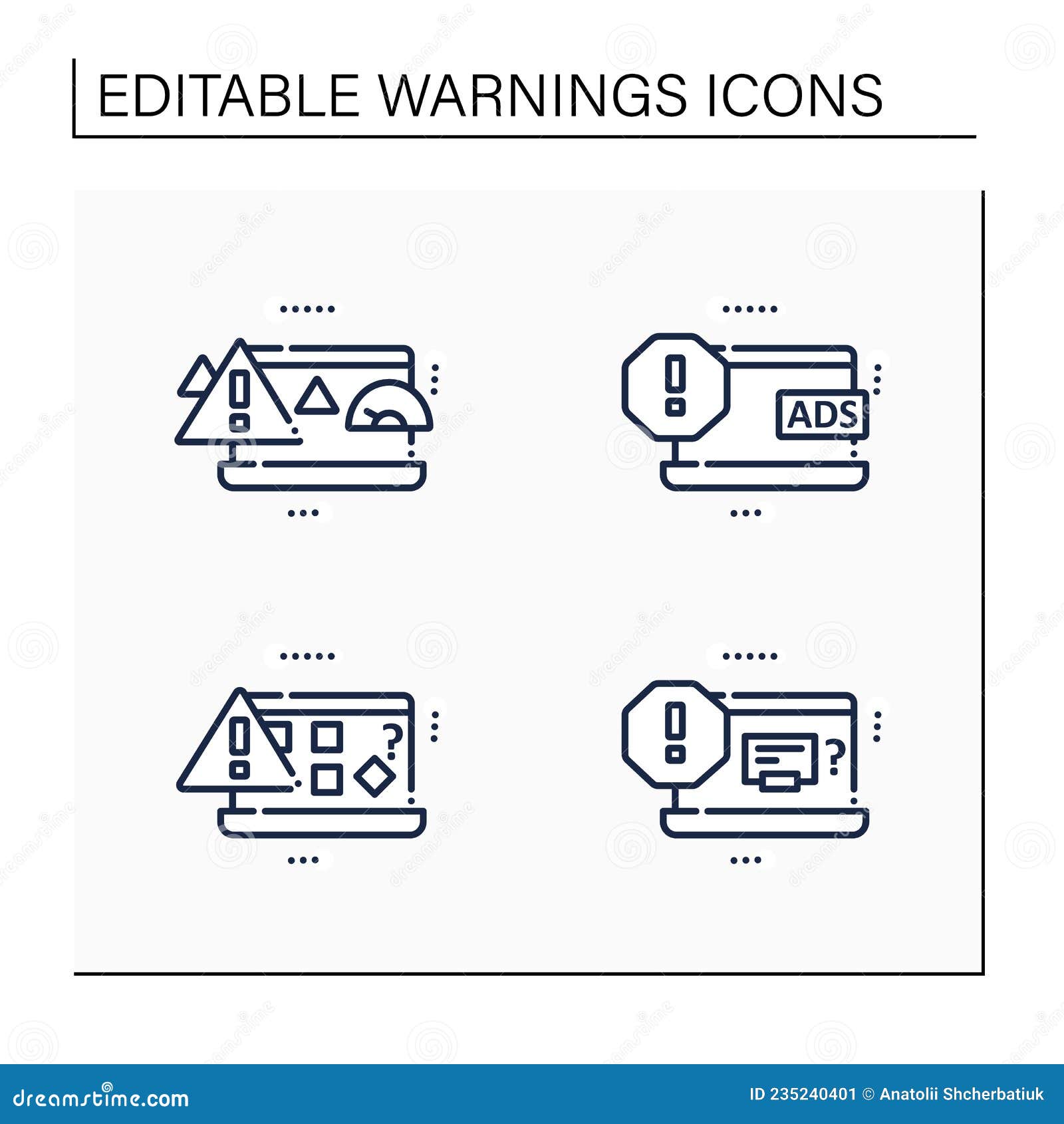 Different Notification Icons Set - Vector Illustrations - Isolated On ...