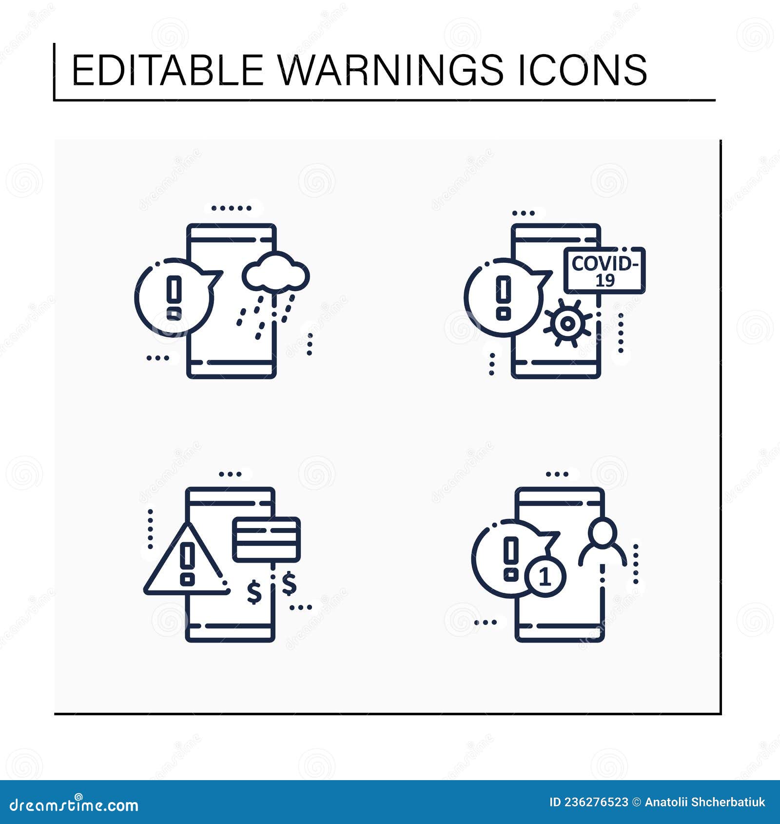 Different Notification Icons Set - Vector Illustrations - Isolated On ...