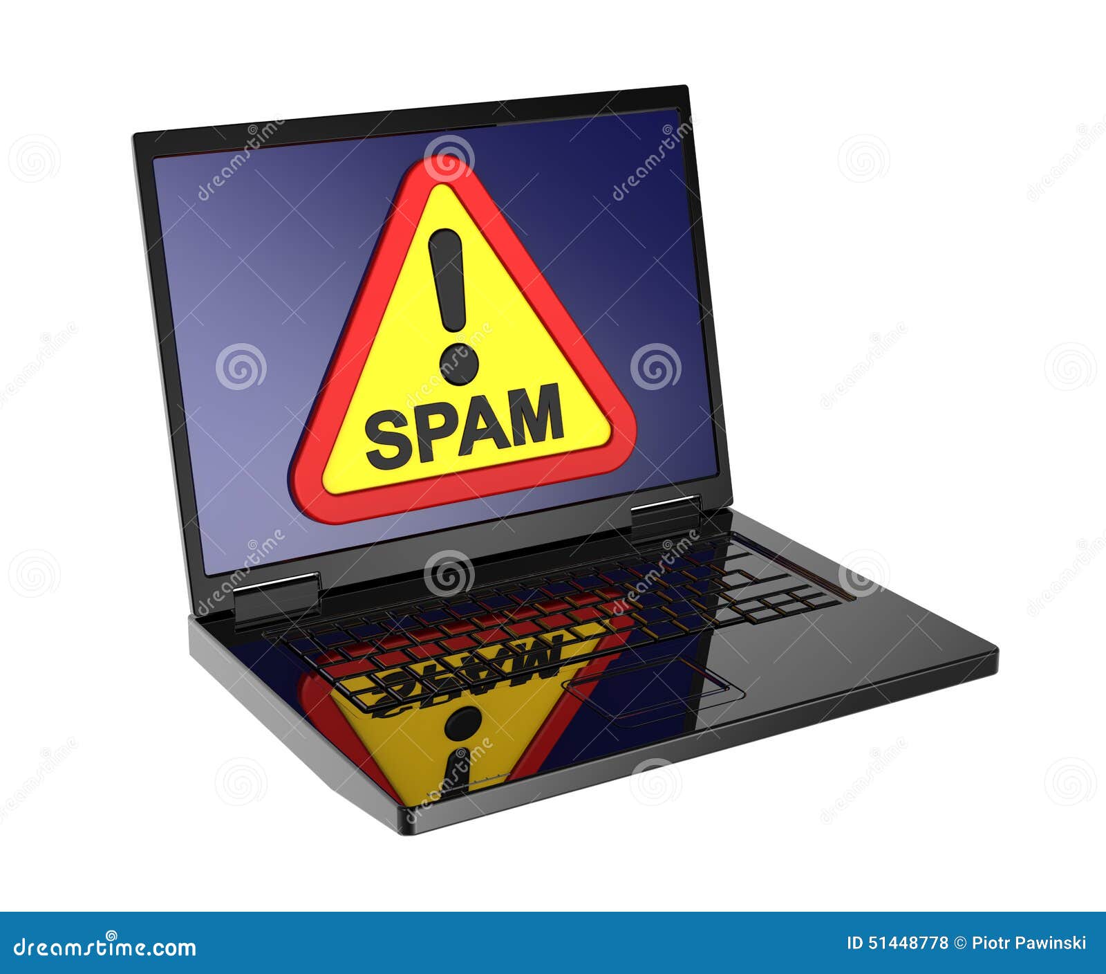 Warnzeichen Des Spam Auf Laptopschirm Stock Abbildung - Illustration ...