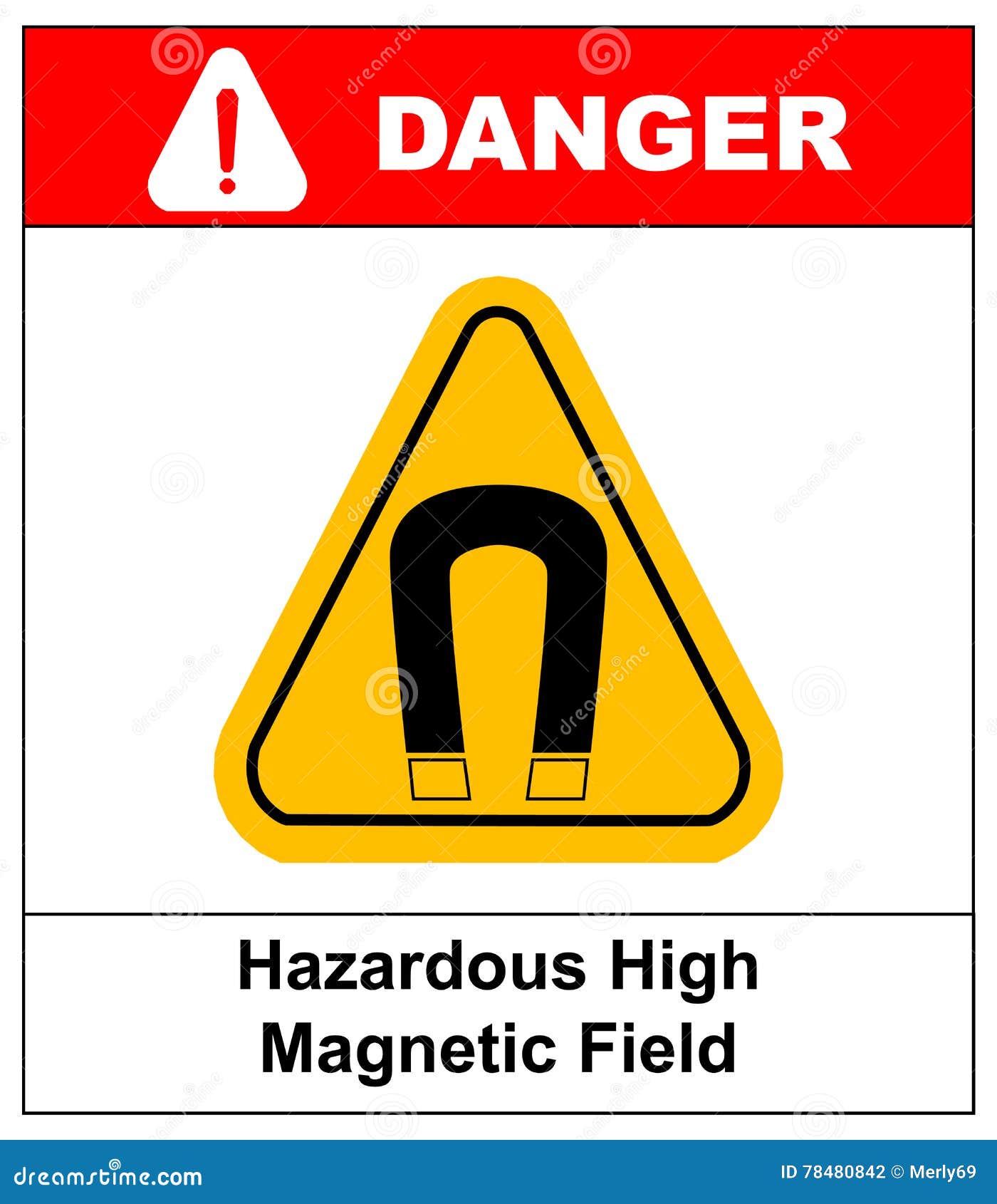 Warnzeichen Des Starken Magnetfeldvektors Vektor Abbildung ...