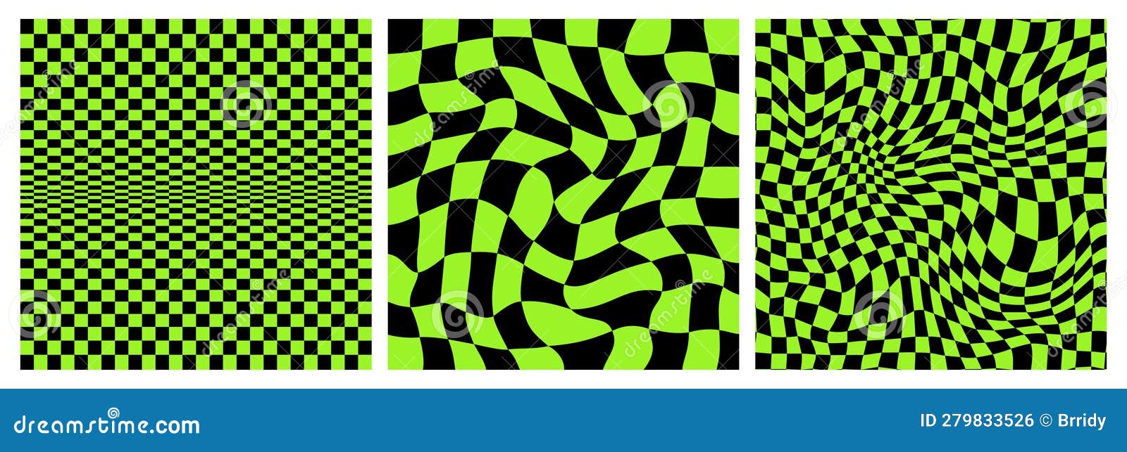 Warp Checkerboard Seamless Patterns Set. Vector Psychedelic Checker ...