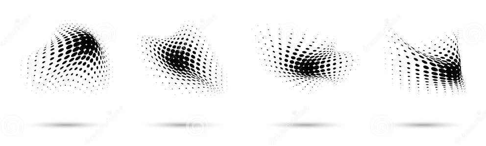 Warp Halftone Gradient Textures with Shadows Stock Vector ...