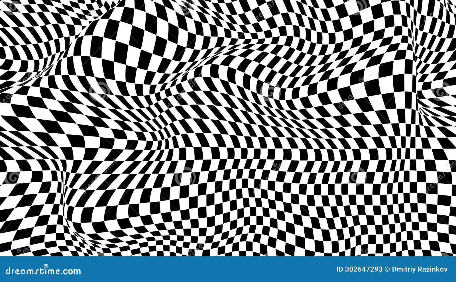 Warped Checkered Pattern. Optical Illusion Trippy Background. Vector ...