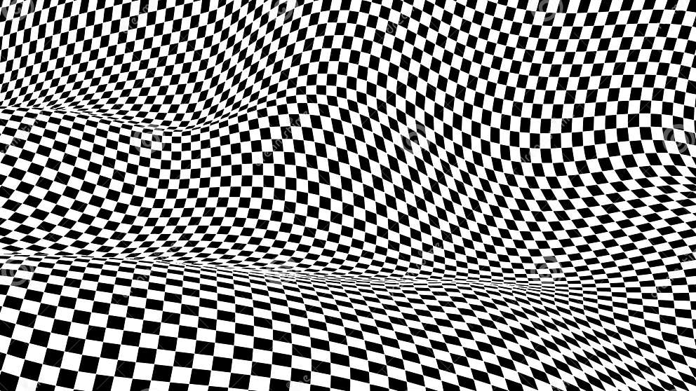 Warped Checkered Pattern. Optical Illusion Trippy Background. Vector ...