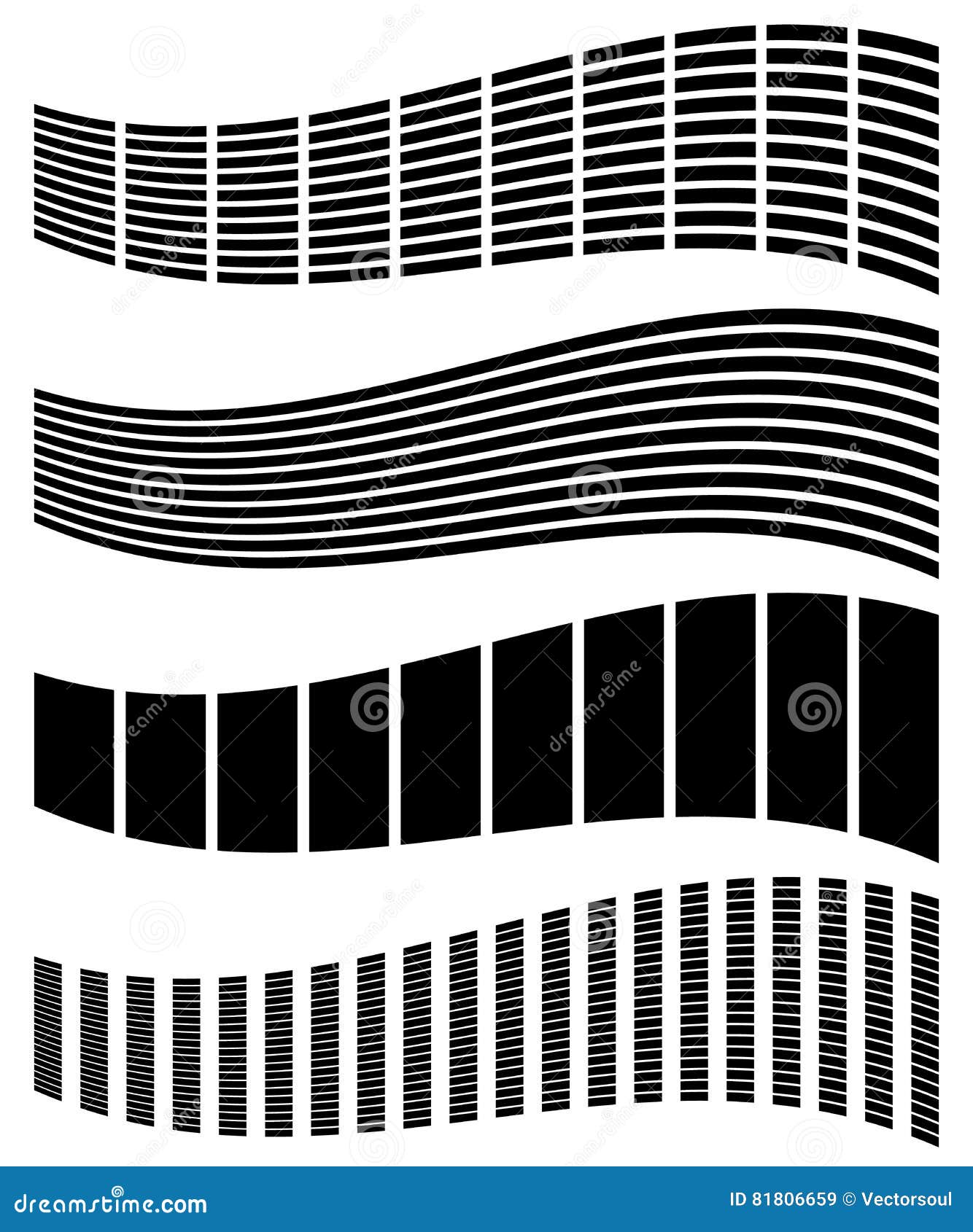 Warped, Distorted Rectangles, Vertical, Horizontal Lines. Set Of ...