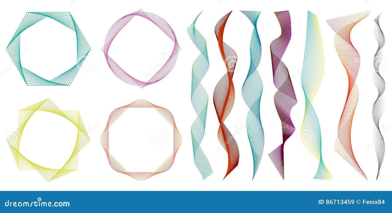 Warped Gradient Lines Set. Abstract Twisted Vector Design Templates ...