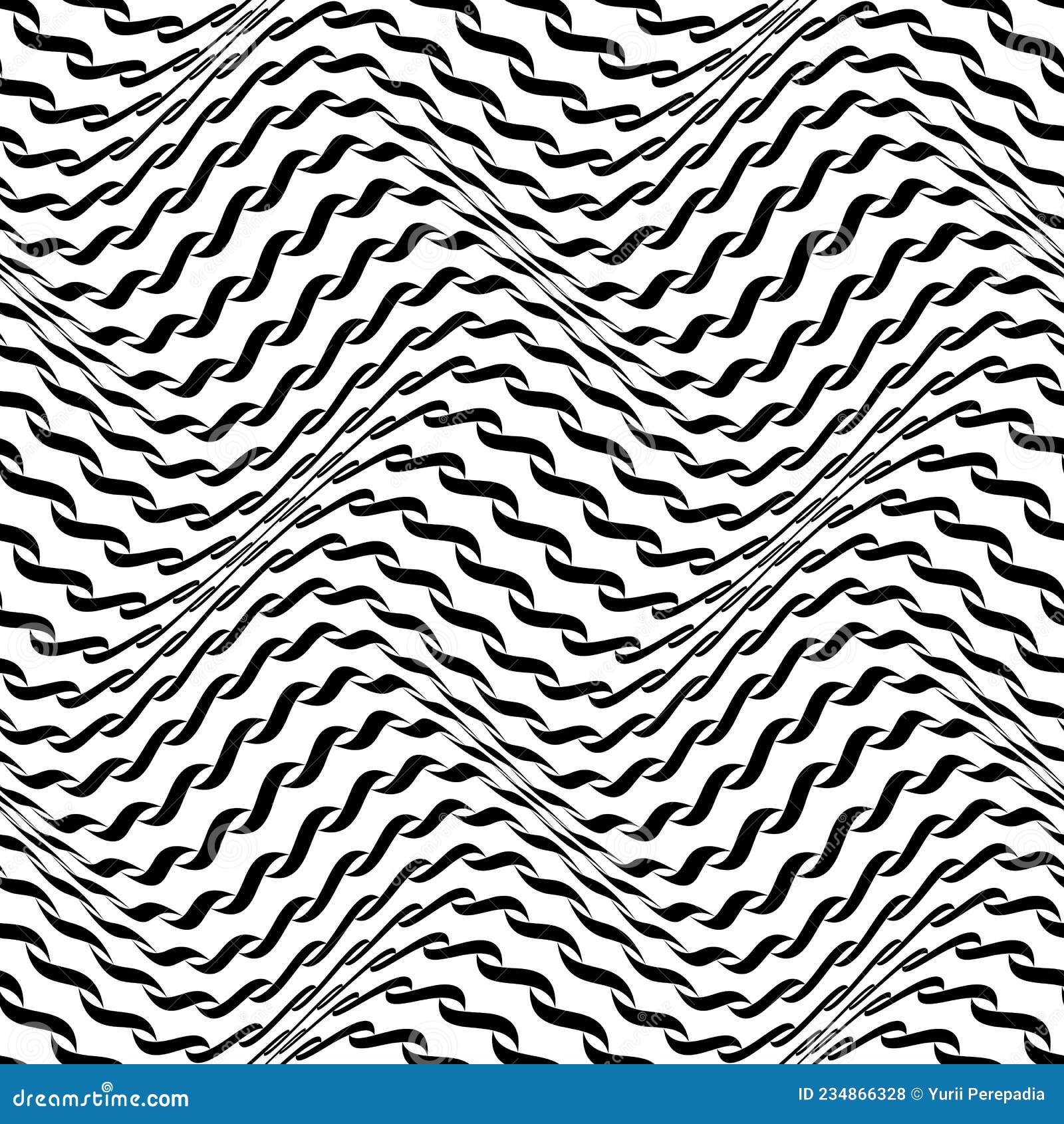 Warped Seamless Pattern of Black Stripes in Form of Weaving Chains ...