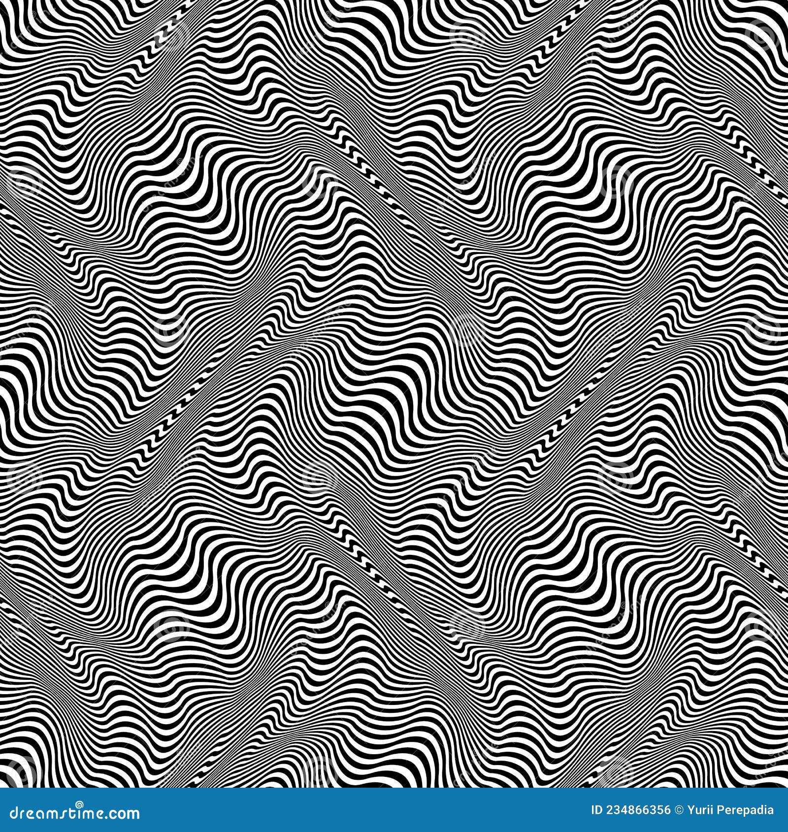 Warped Seamless Pattern of Black White Wavy Lines. Optical Art ...