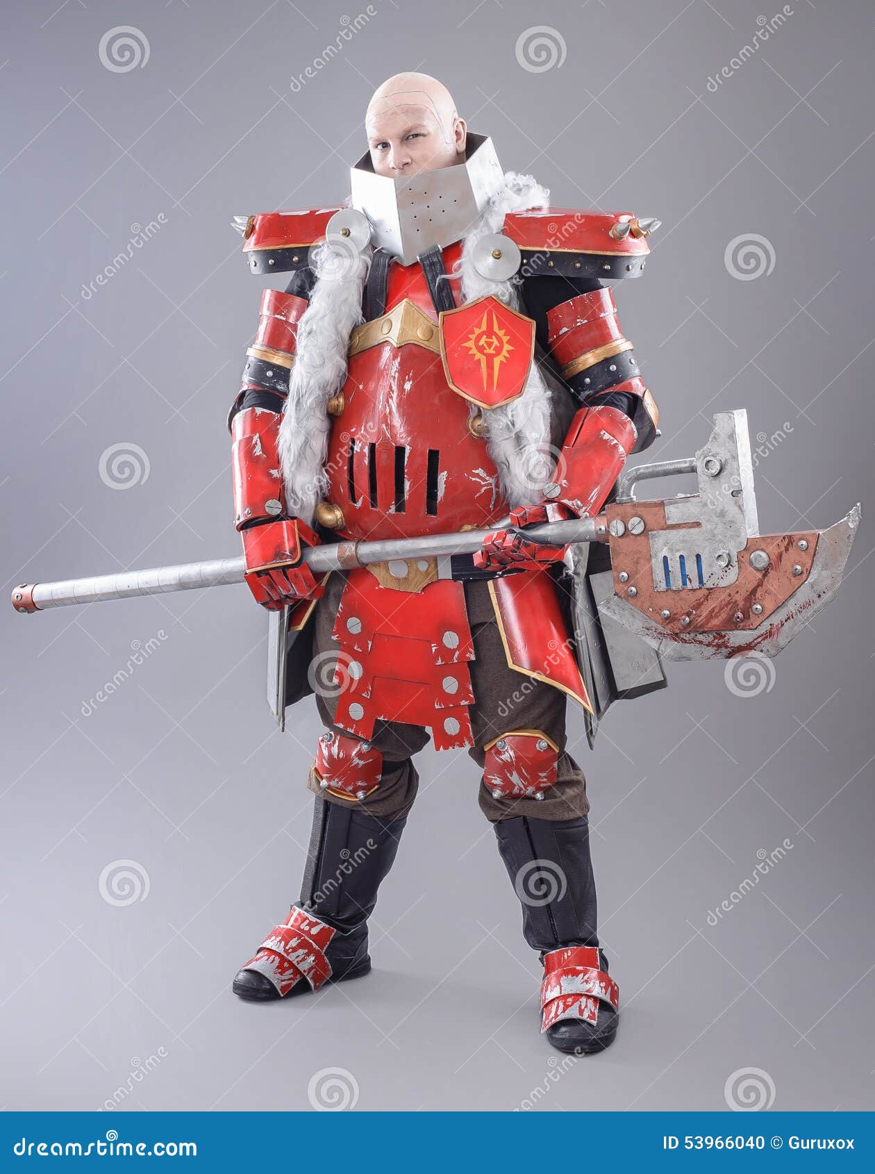 Warrior in the Armor with Axe Stock Photo - Image of aggressive ...