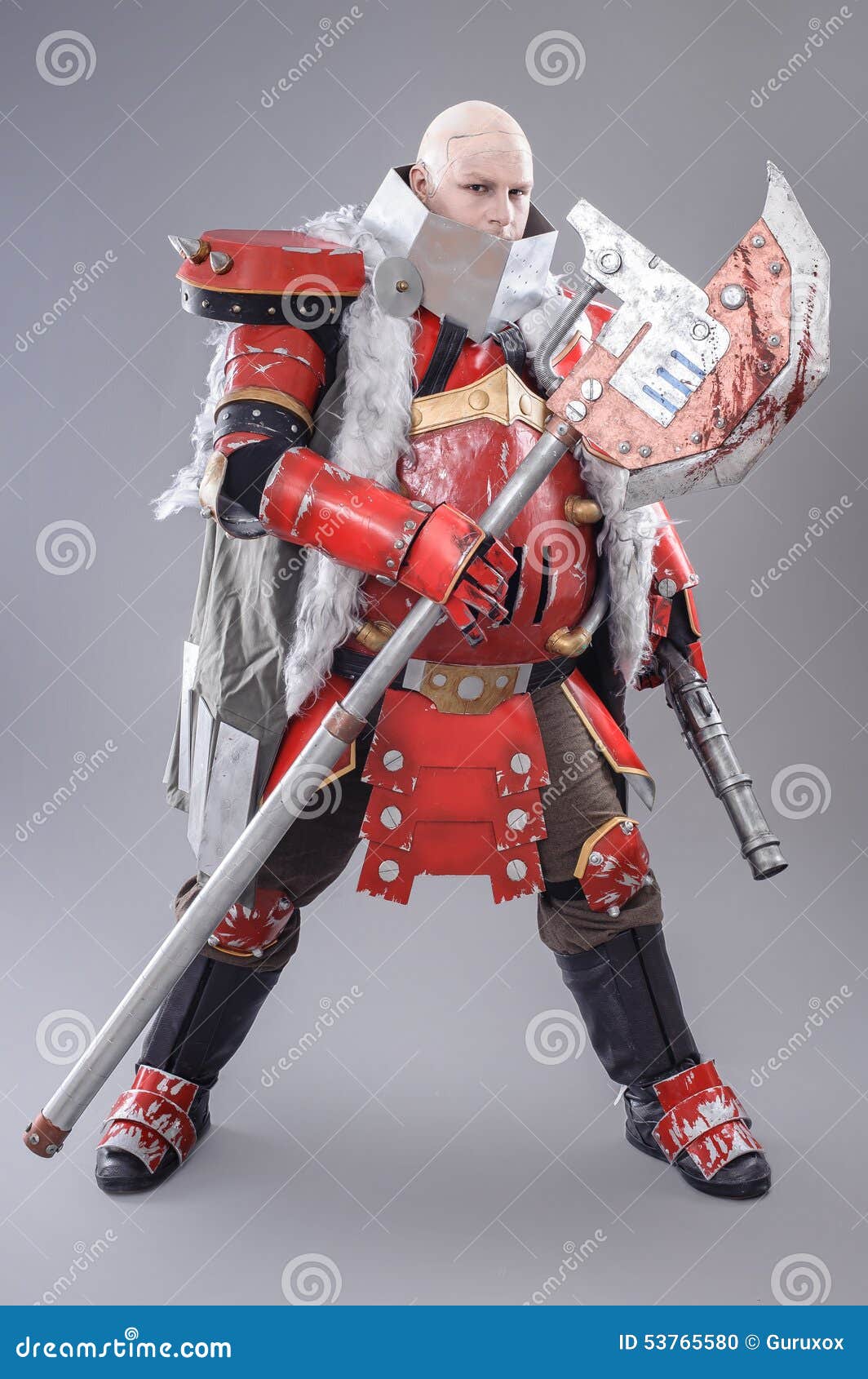 Warrior in the Armor with Axe and Firelock Stock Photo - Image of armed ...