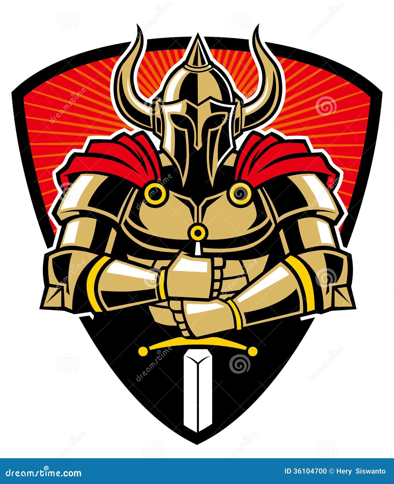 Warrior in Armor with Sword Stock Vector - Illustration of helmet ...
