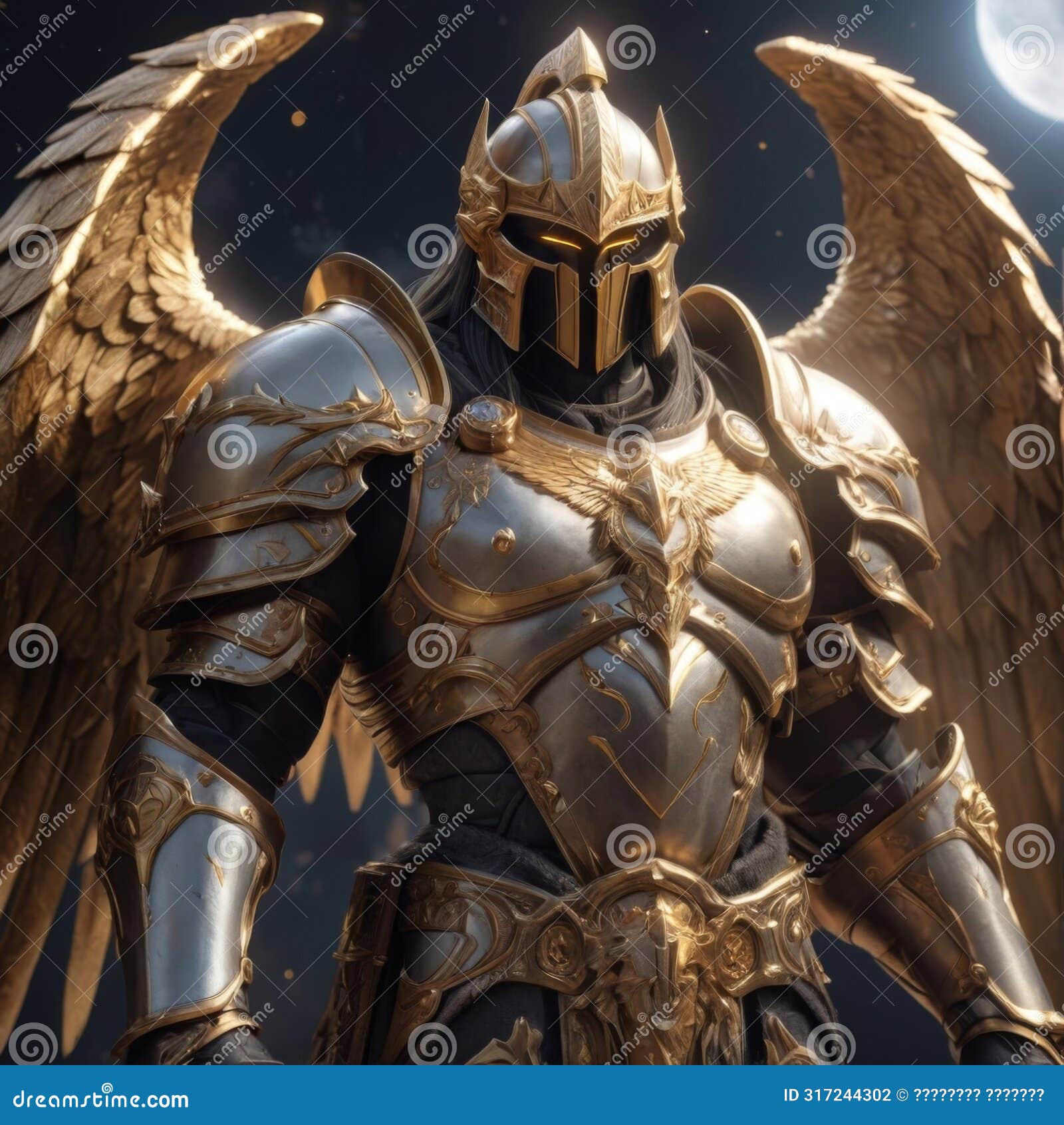 Warrior in Armor with Wings Stock Illustration - Illustration of temple ...