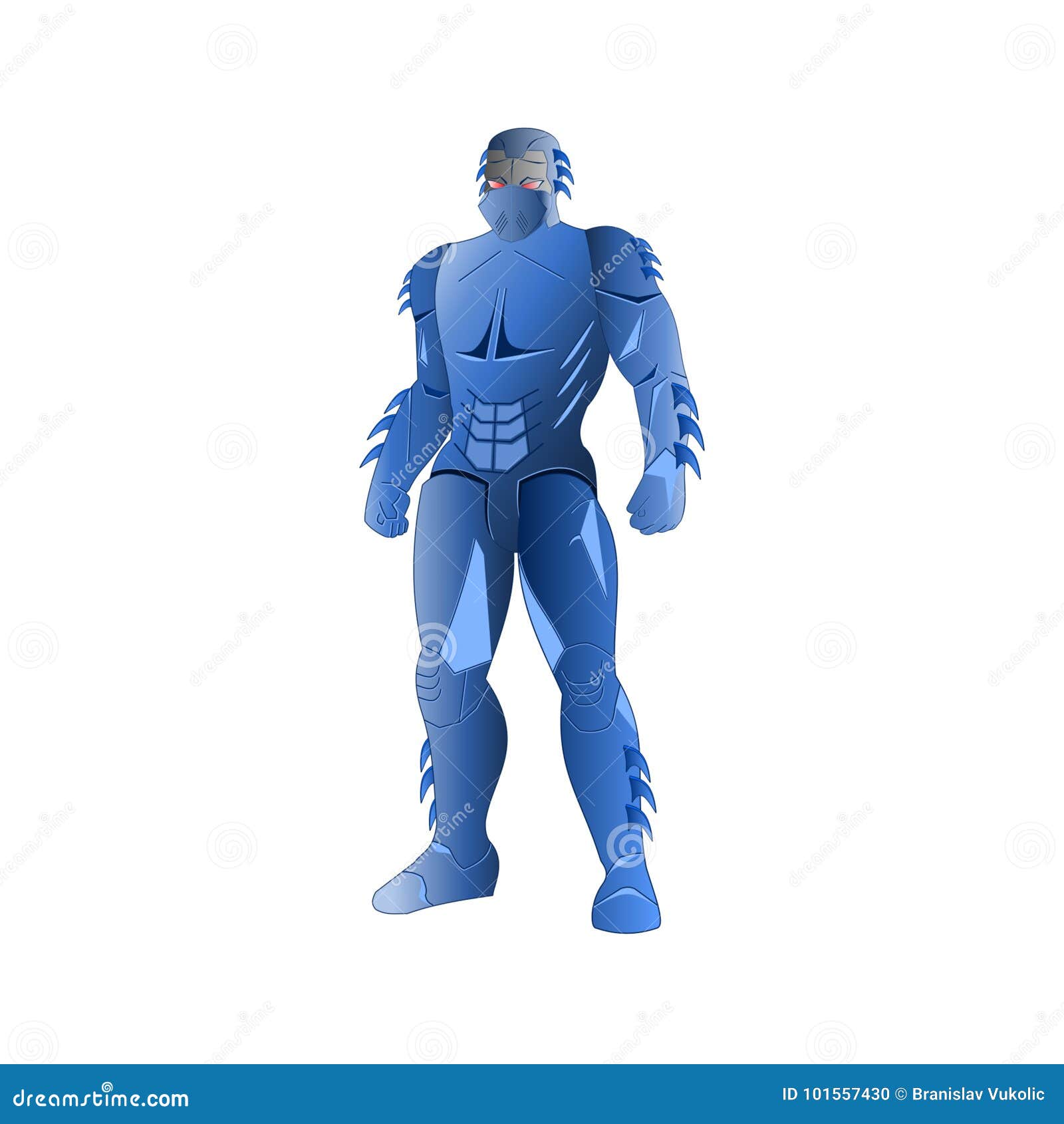 Warrior in Blue Armor,3D Illustration Stock Illustration - Illustration ...