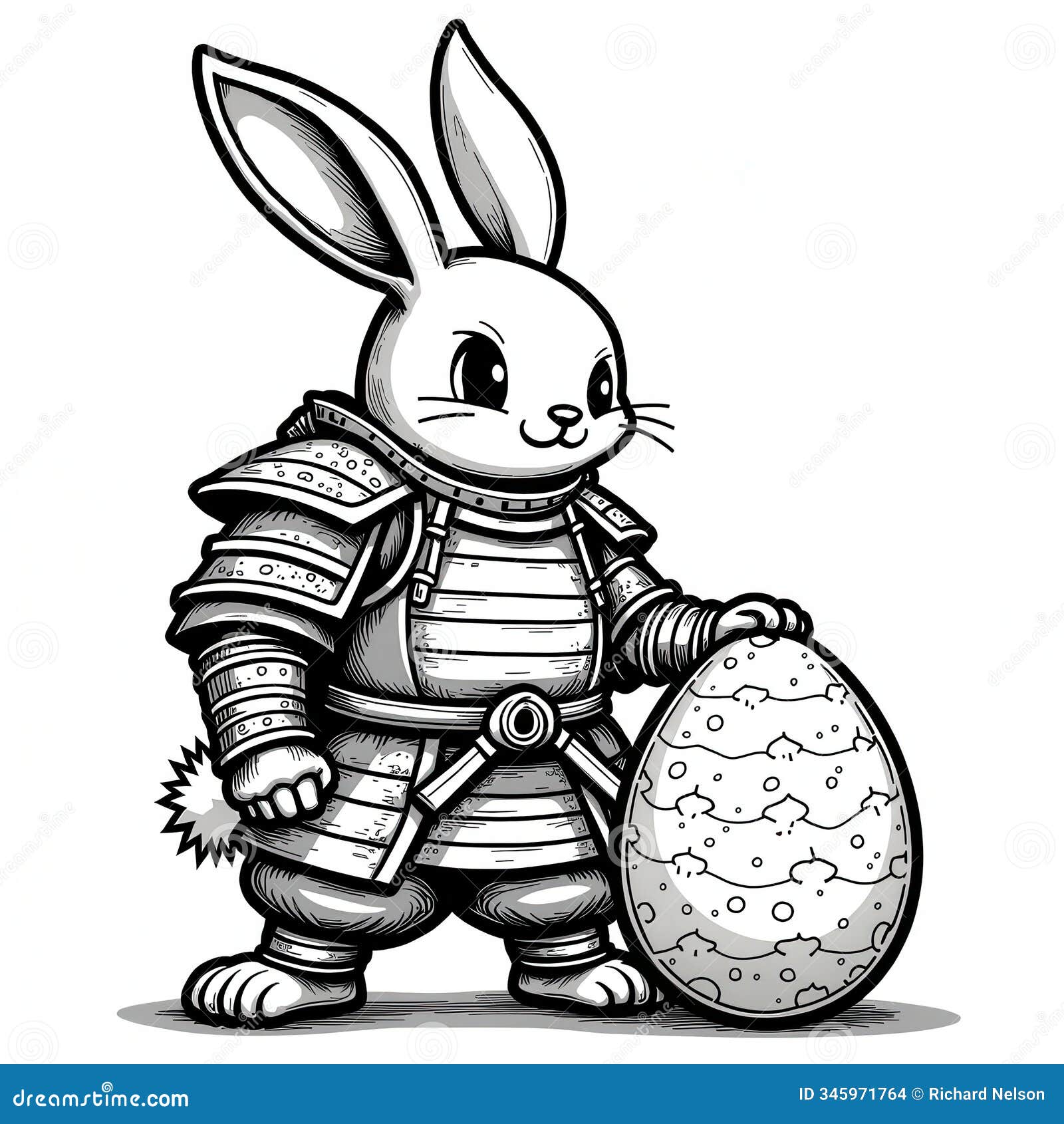 Warrior Bunny with Decorated Easter Egg Shield Stock Illustration ...