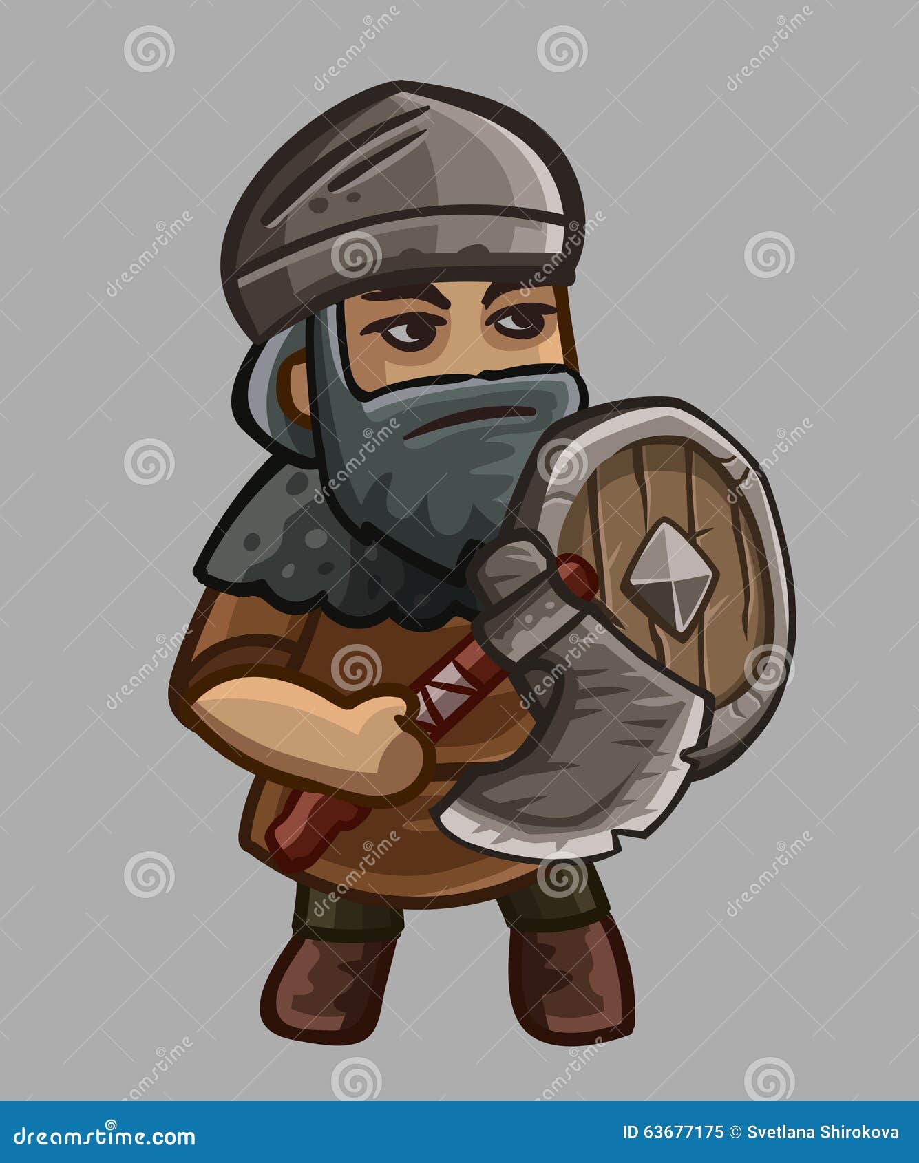 Warrior cartoon character stock vector. Illustration of shield - 63677175