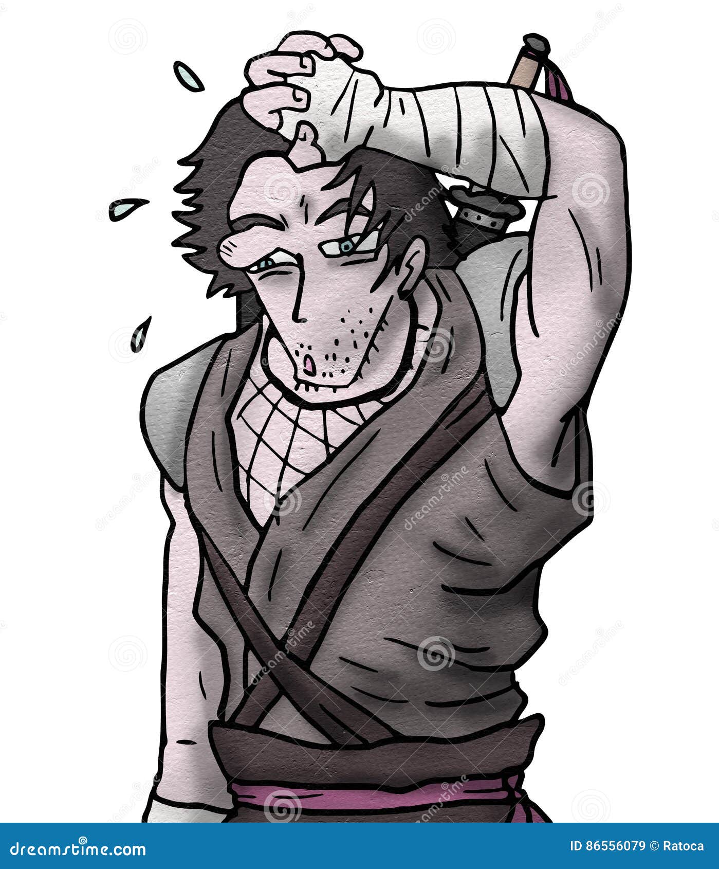 Warrior draw stock illustration. Illustration of samurai - 86556079