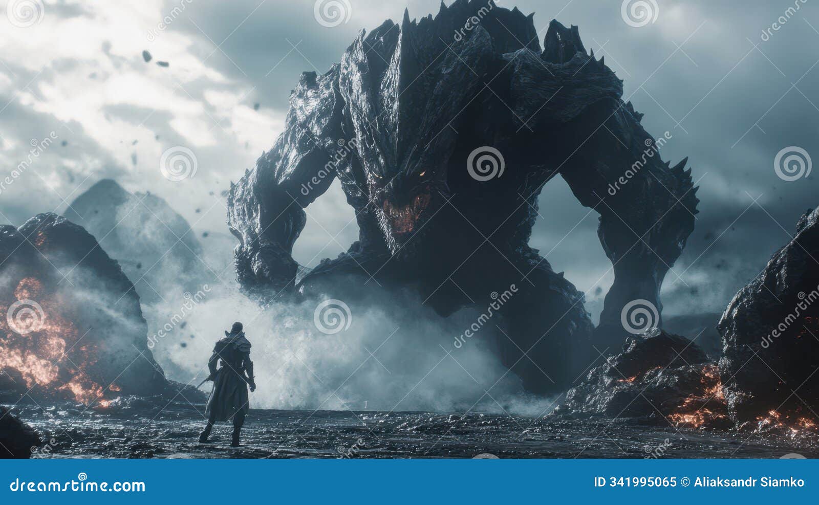 Epic Battle Scene With Three Armored Warriors In An Ancient Arena Stock ...