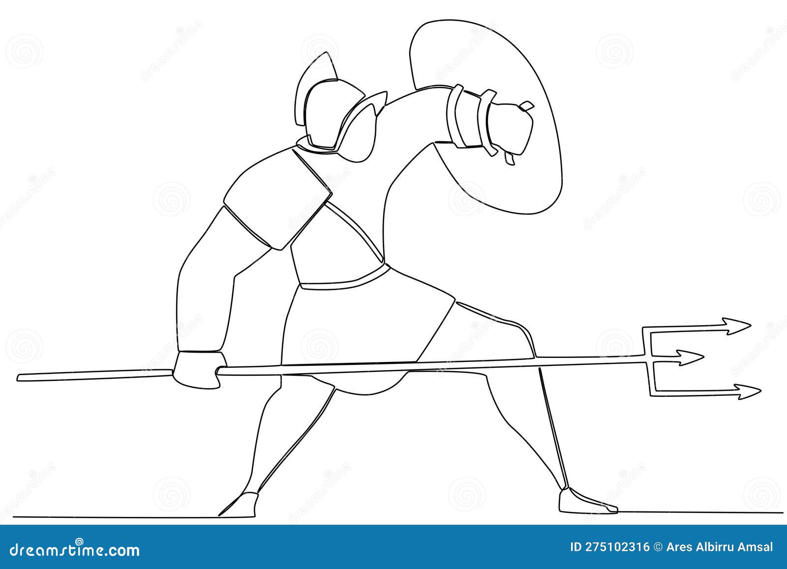 A Warrior Fighting with a Spear and Shield Stock Vector - Illustration ...