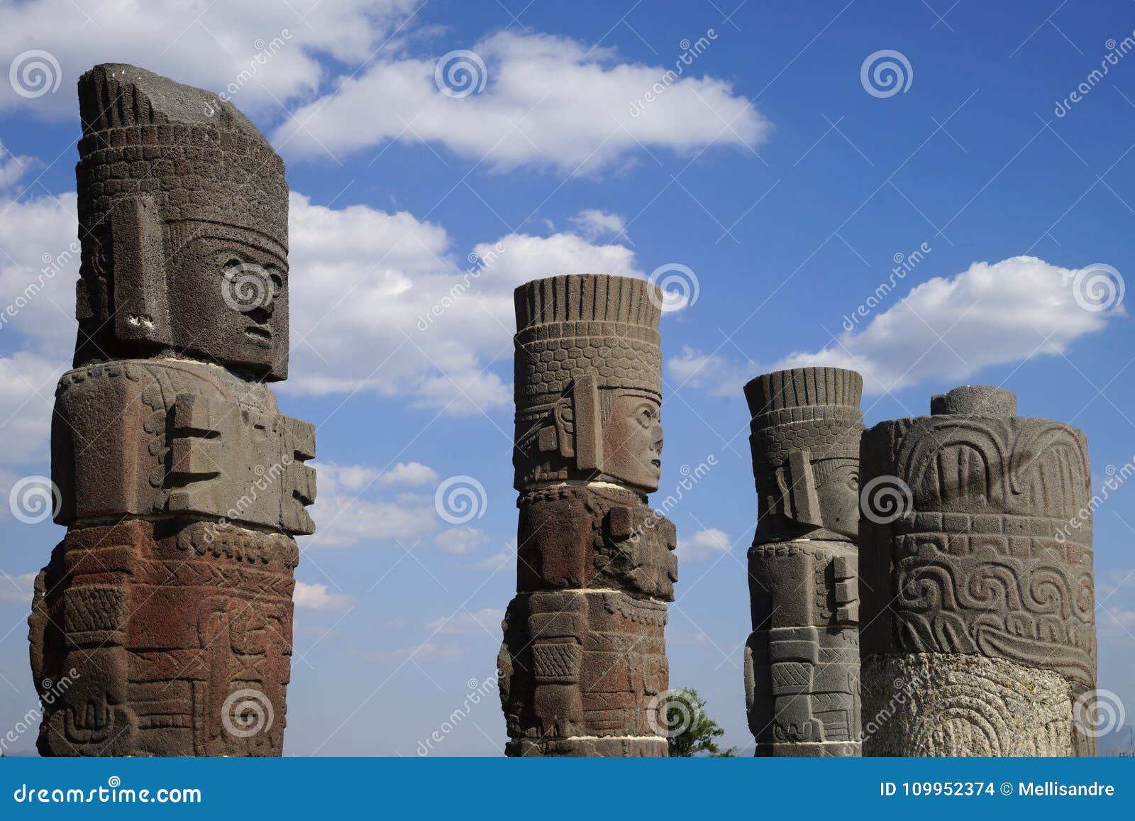 Warrior Figures on Top of Pyramid B, Tula Archaeological Site, Mexico ...