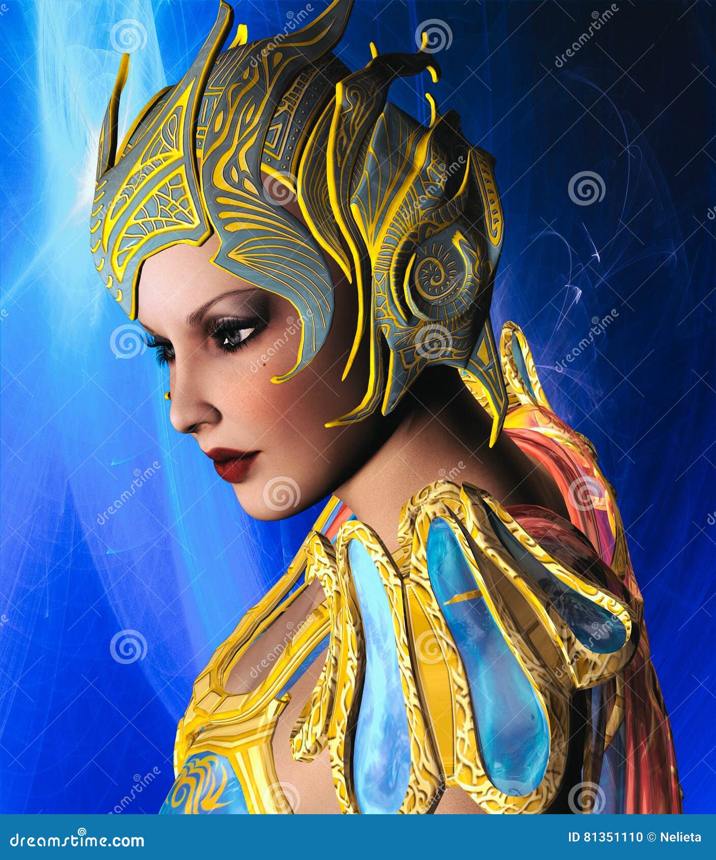 Warrior With Gold And Blue Armour Stock Photography | CartoonDealer.com ...
