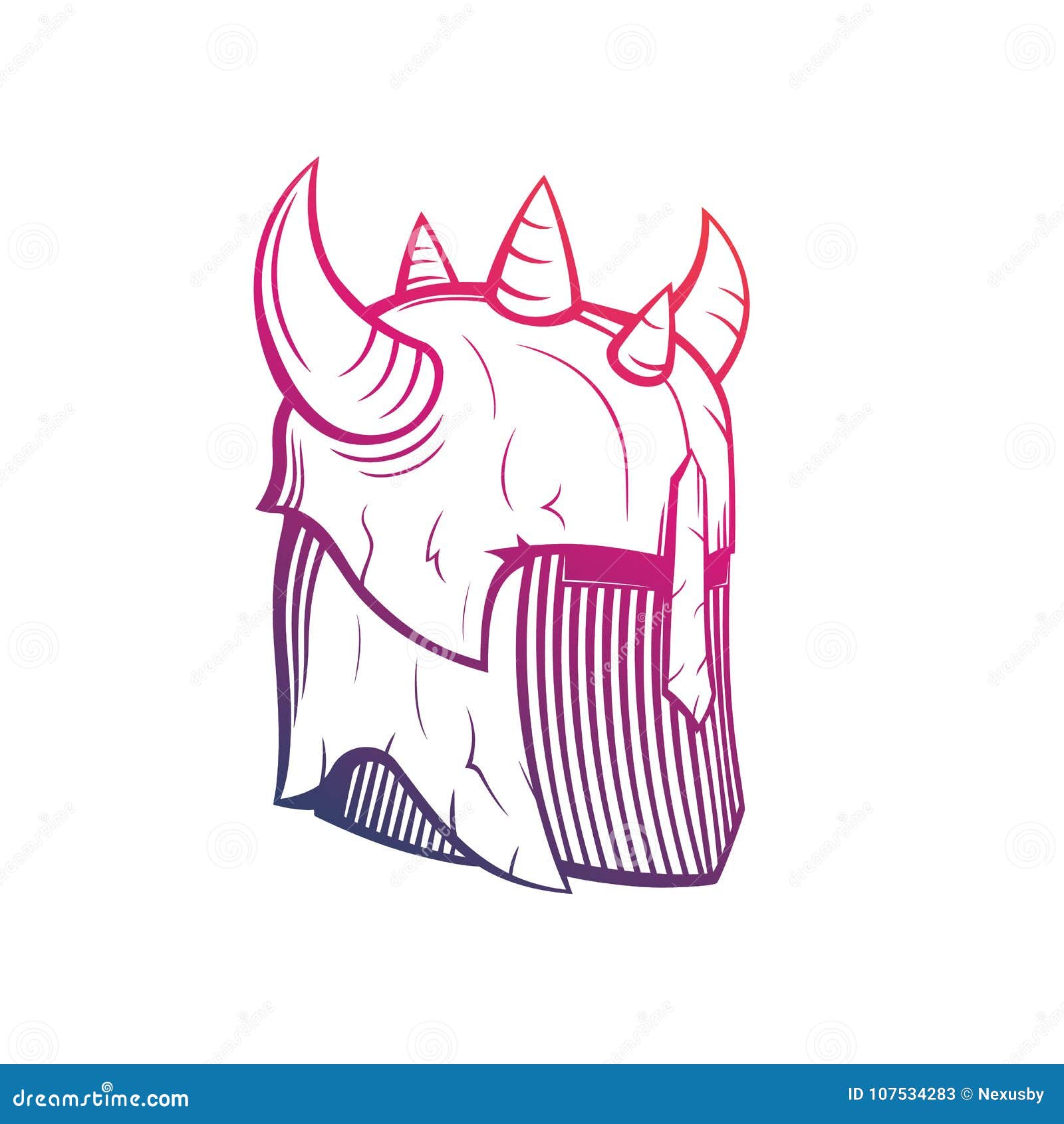 Warrior Helmet with Horns, Medieval Armor Stock Vector - Illustration ...