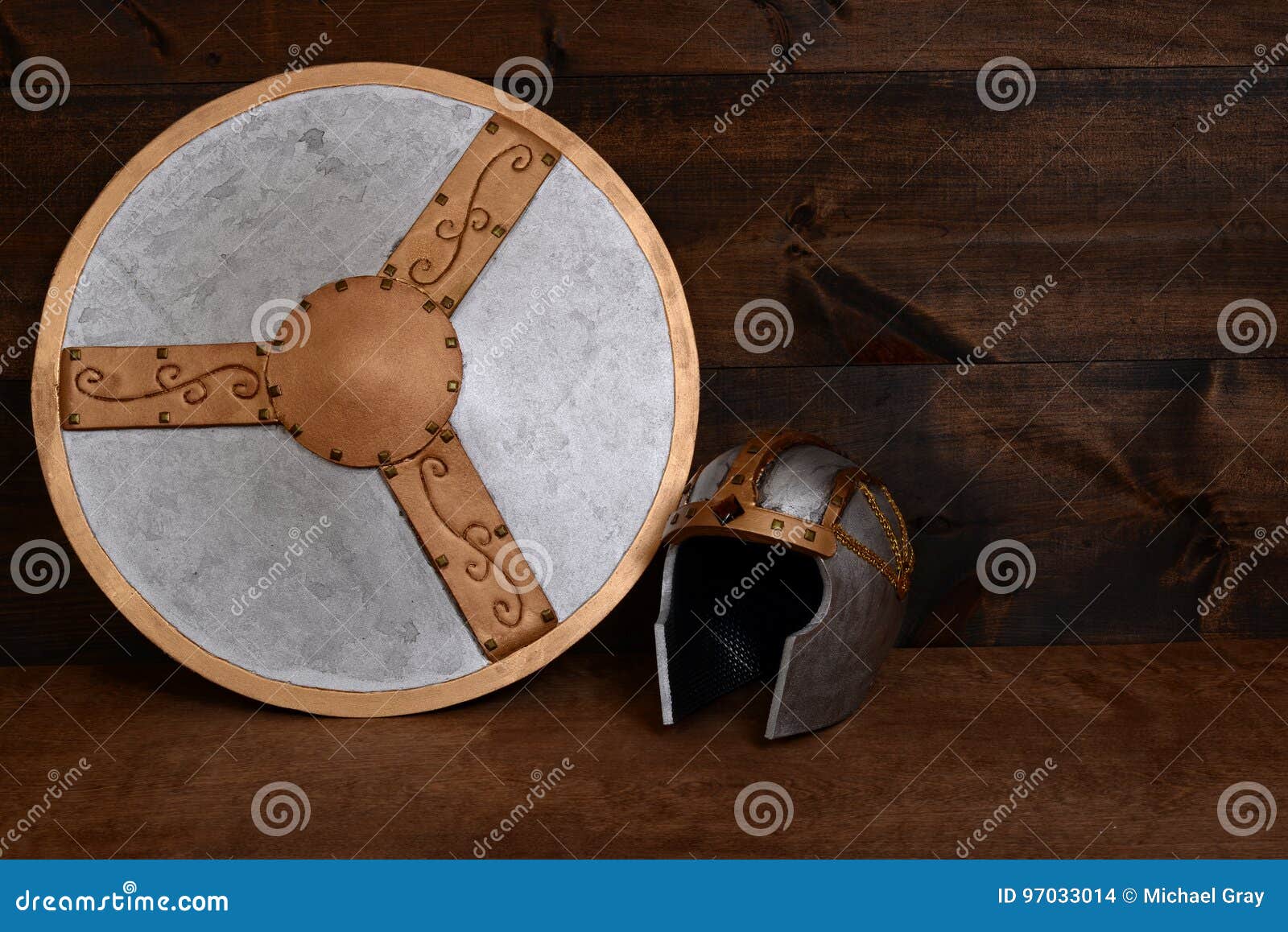 Warrior helmet and shield stock photo. Image of knight - 97033014