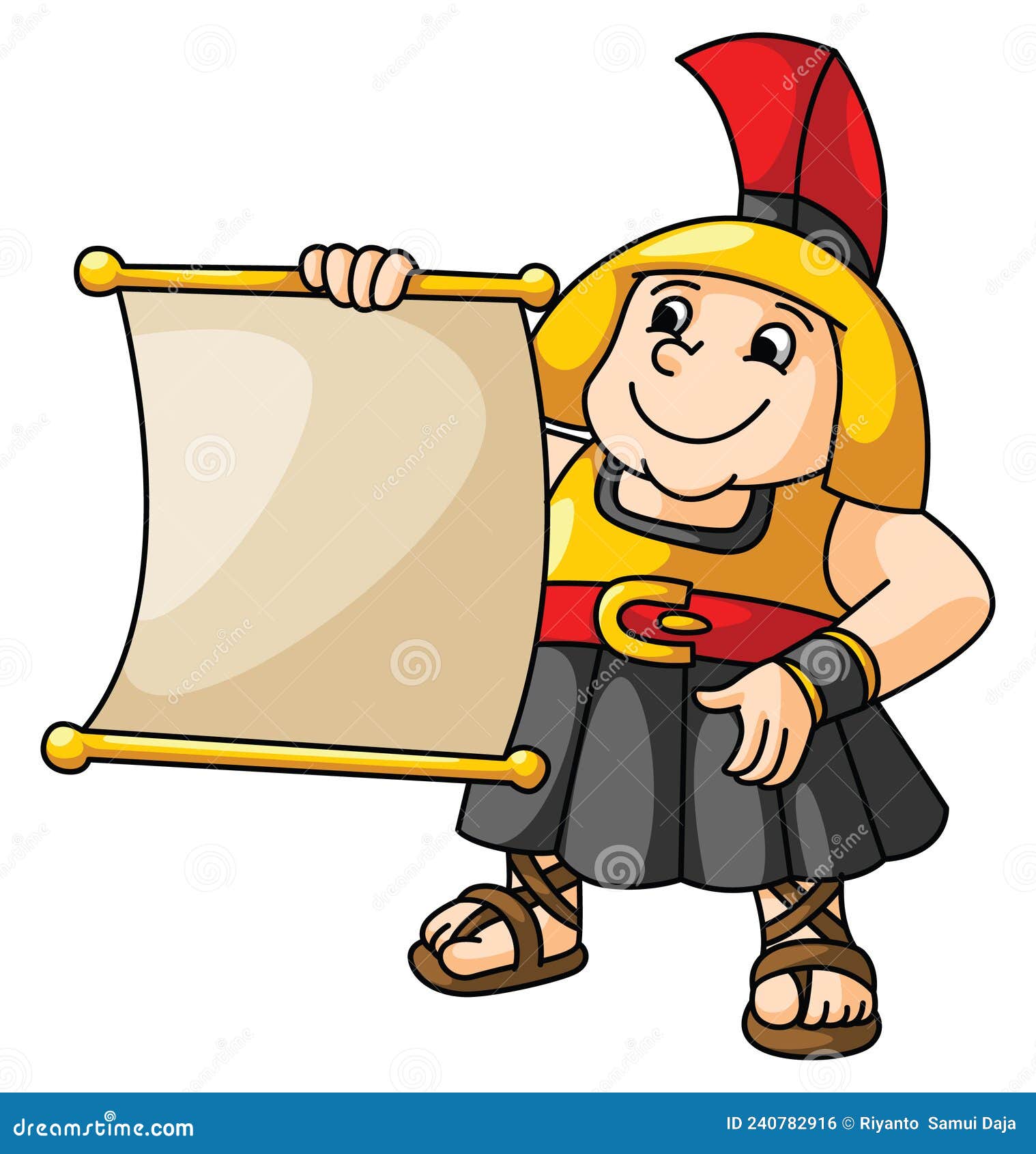 Warrior Holding Banner Color Illustration Design Stock Vector ...