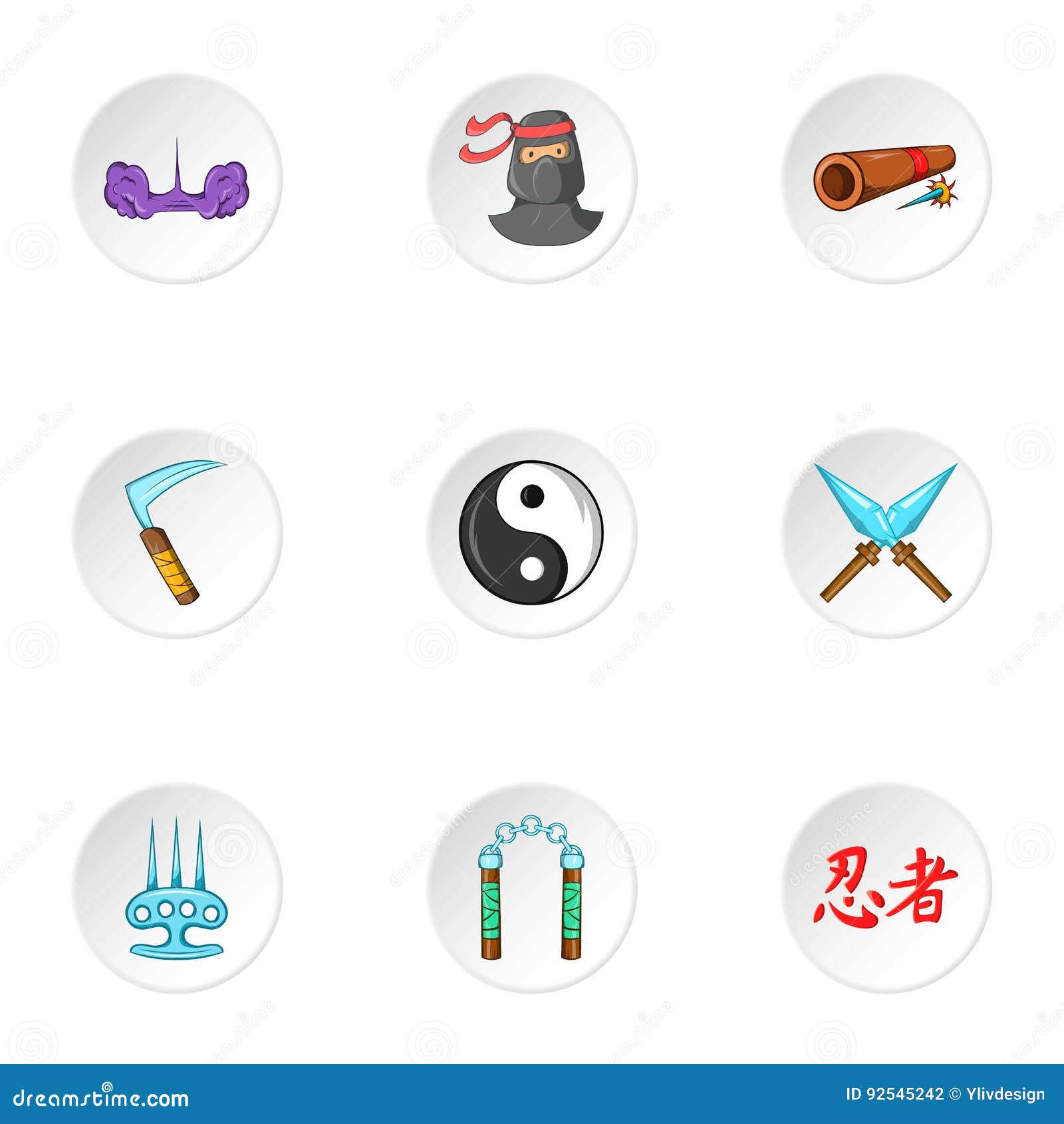 Warrior Icons Set, Cartoon Style Stock Vector - Illustration of mascot ...