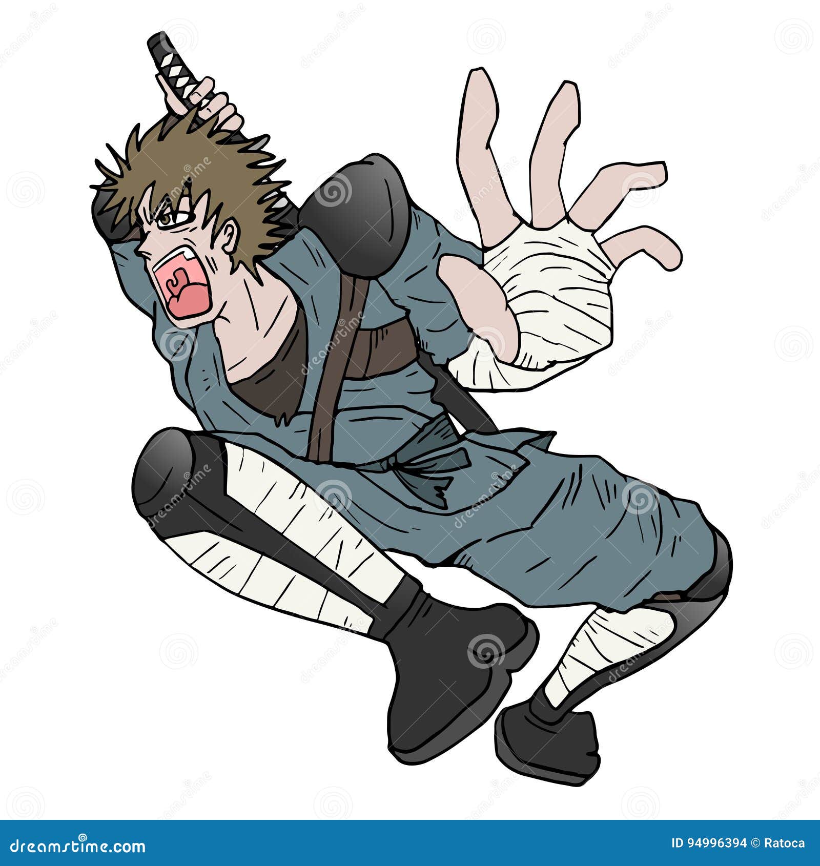 Warrior jump attack stock vector. Illustration of drawn - 94996394