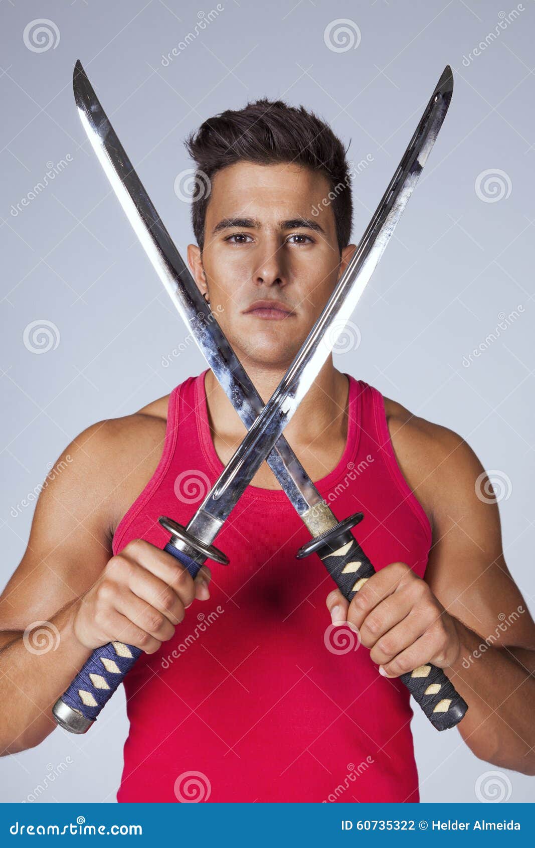 Warrior with ninja swords stock photo. Image of assassin - 60735322