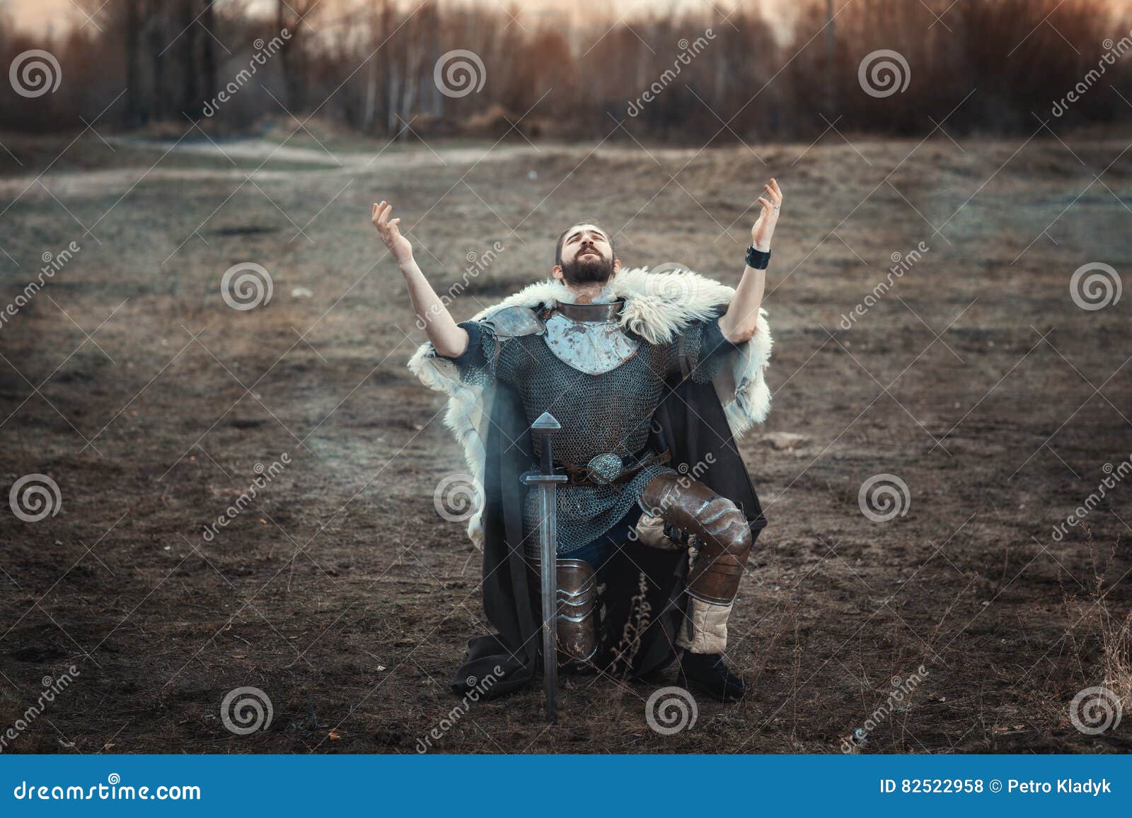 Warrior Raised His Hands To the Sky. Stock Photo - Image of fighter ...