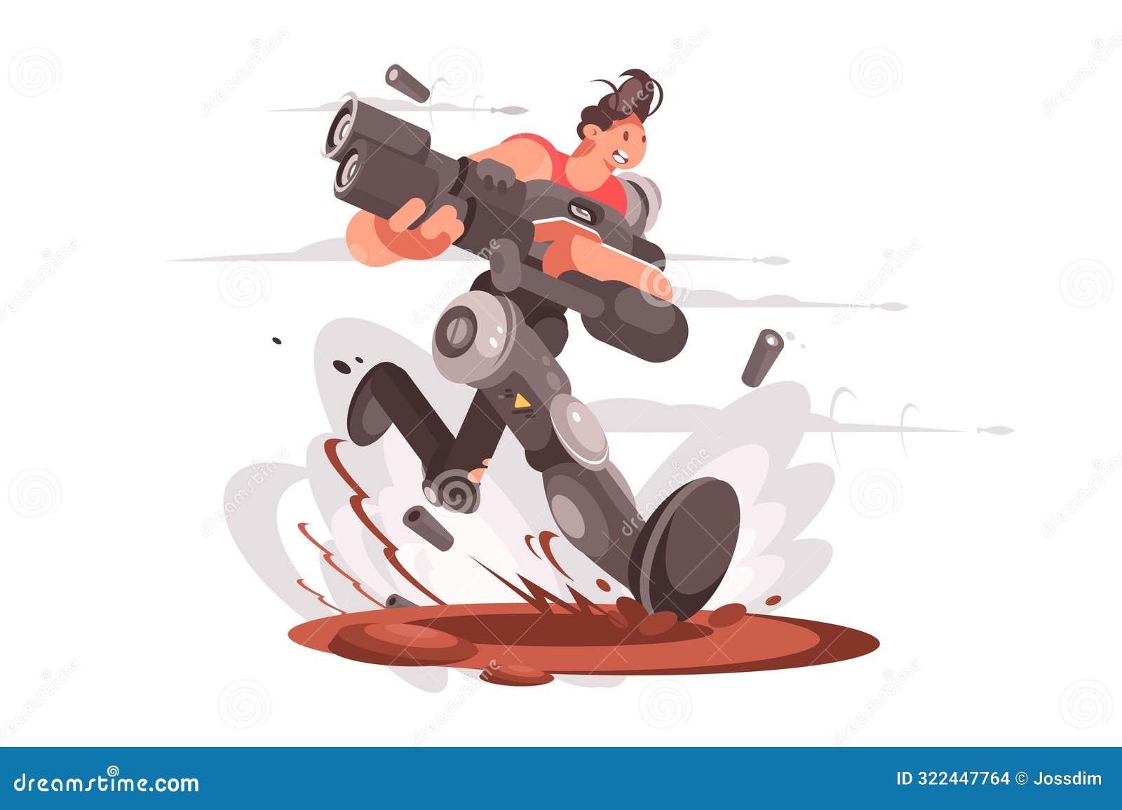 Warrior Running with Cannon Stock Vector - Illustration of battlefield ...