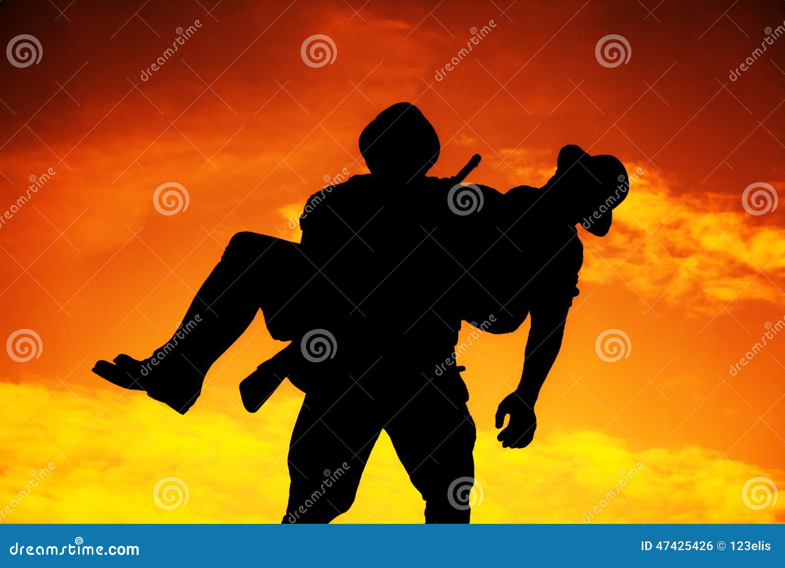 Soldier Carrying Another Soldier Silhouette